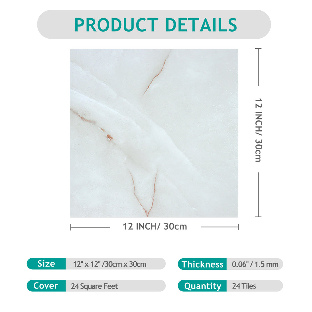 VEELIKE Misty Grey Marble Vinyl Floor Tiles 12''×12'' – Veelike