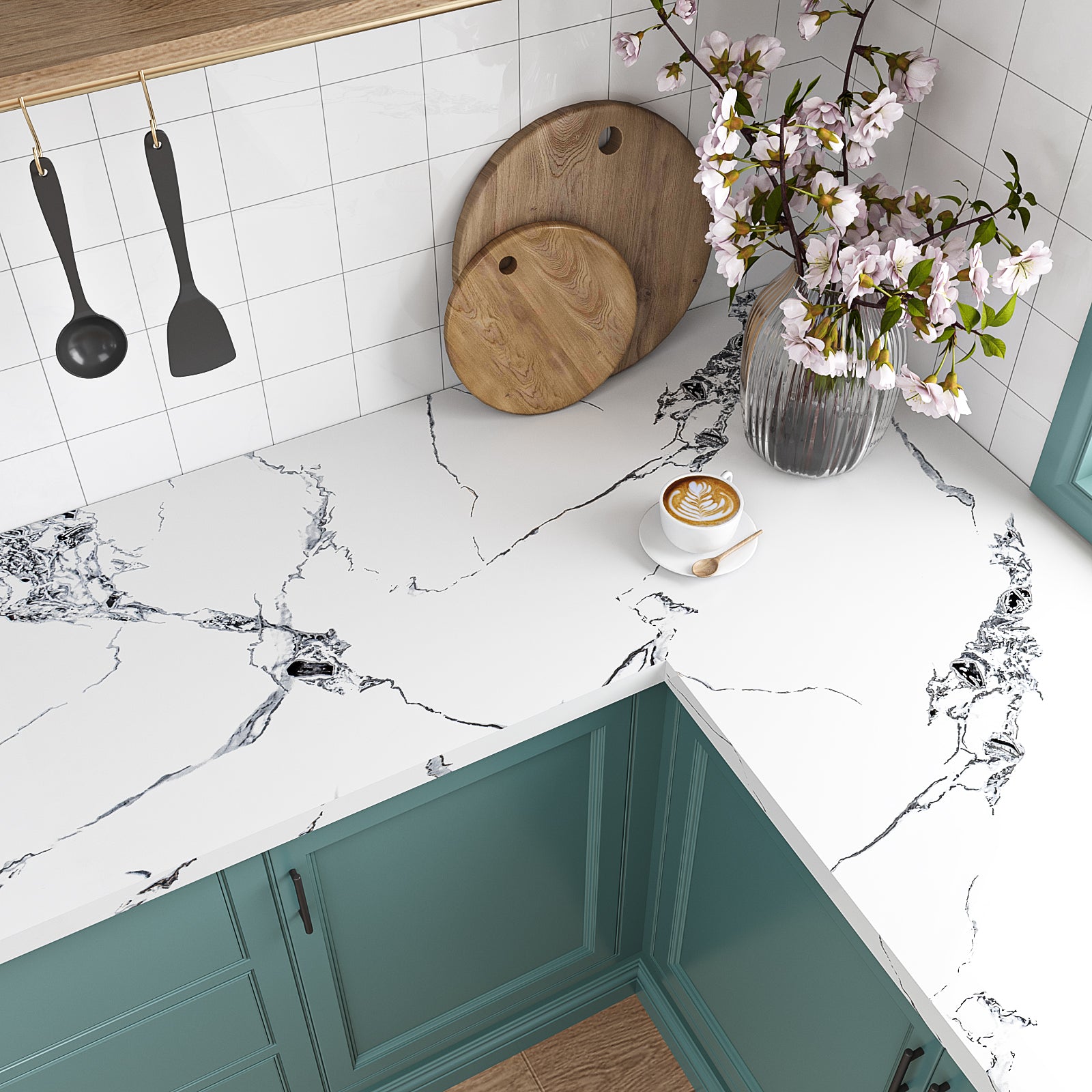 VEELIKE Glossy White Marble Contact Paper – Veelike