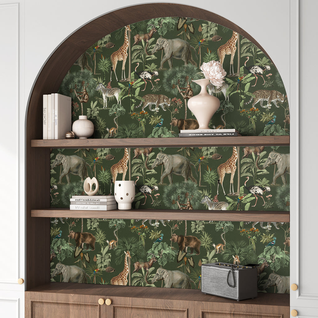 VEELIKE Green Safari Jungle Animal Wallpaper – Veelike