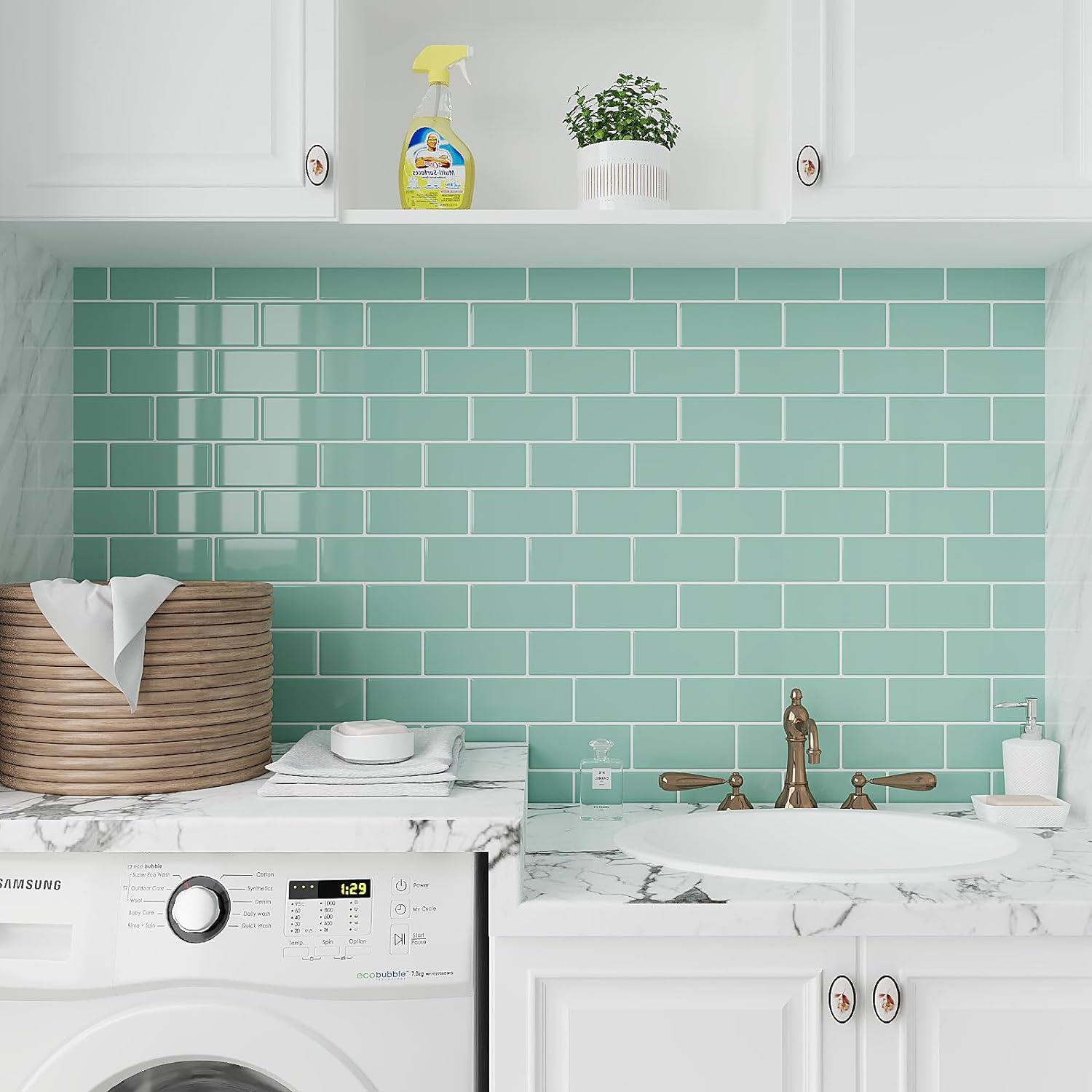 VEELIKE Aqua Green Subway Backsplash Tile – Veelike