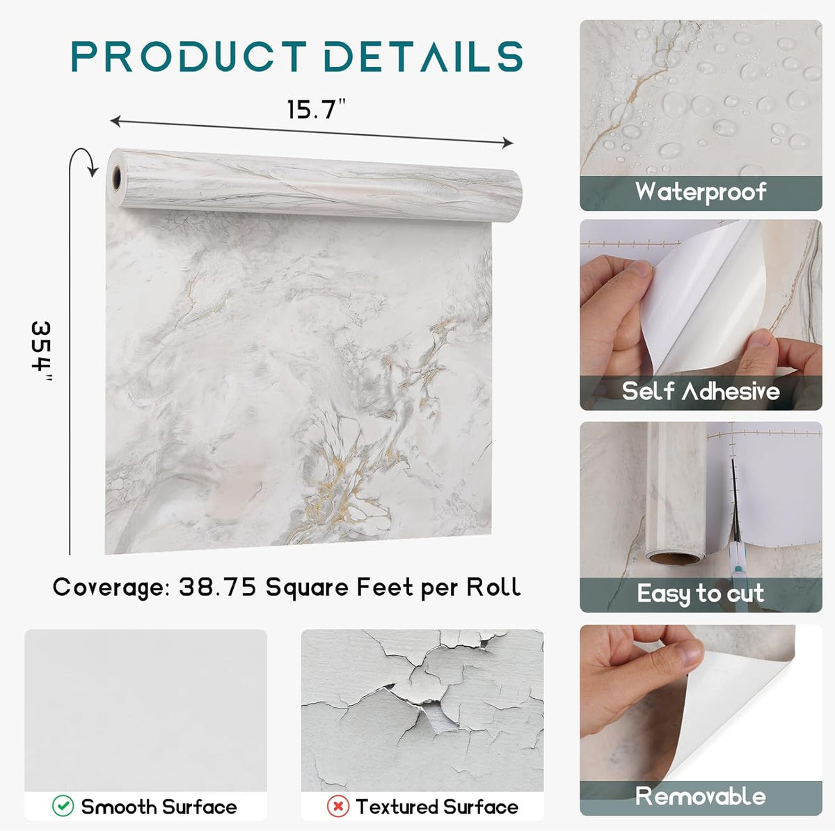 VEELIKE Cream Gold Marble Countertop Contact Paper – Veelike