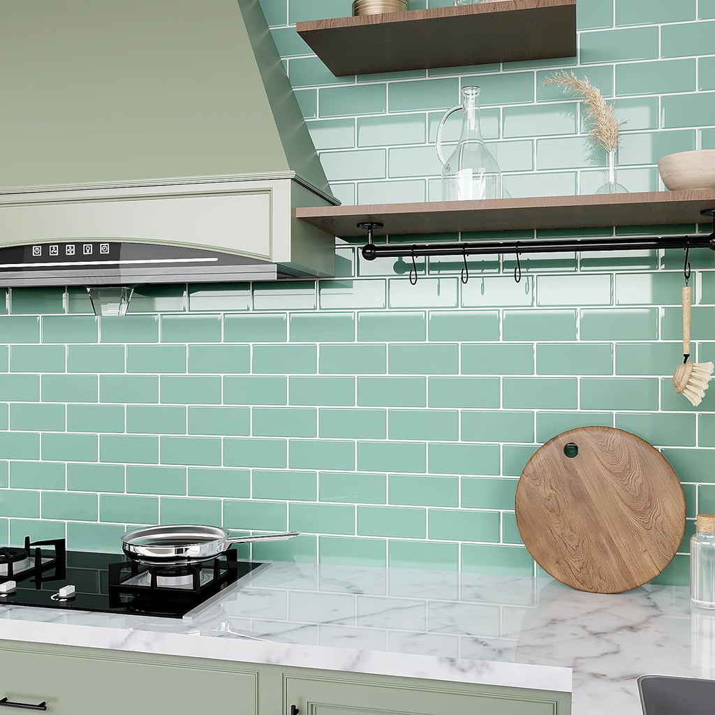 VEELIKE Aqua Green Subway Backsplash Tile – Veelike