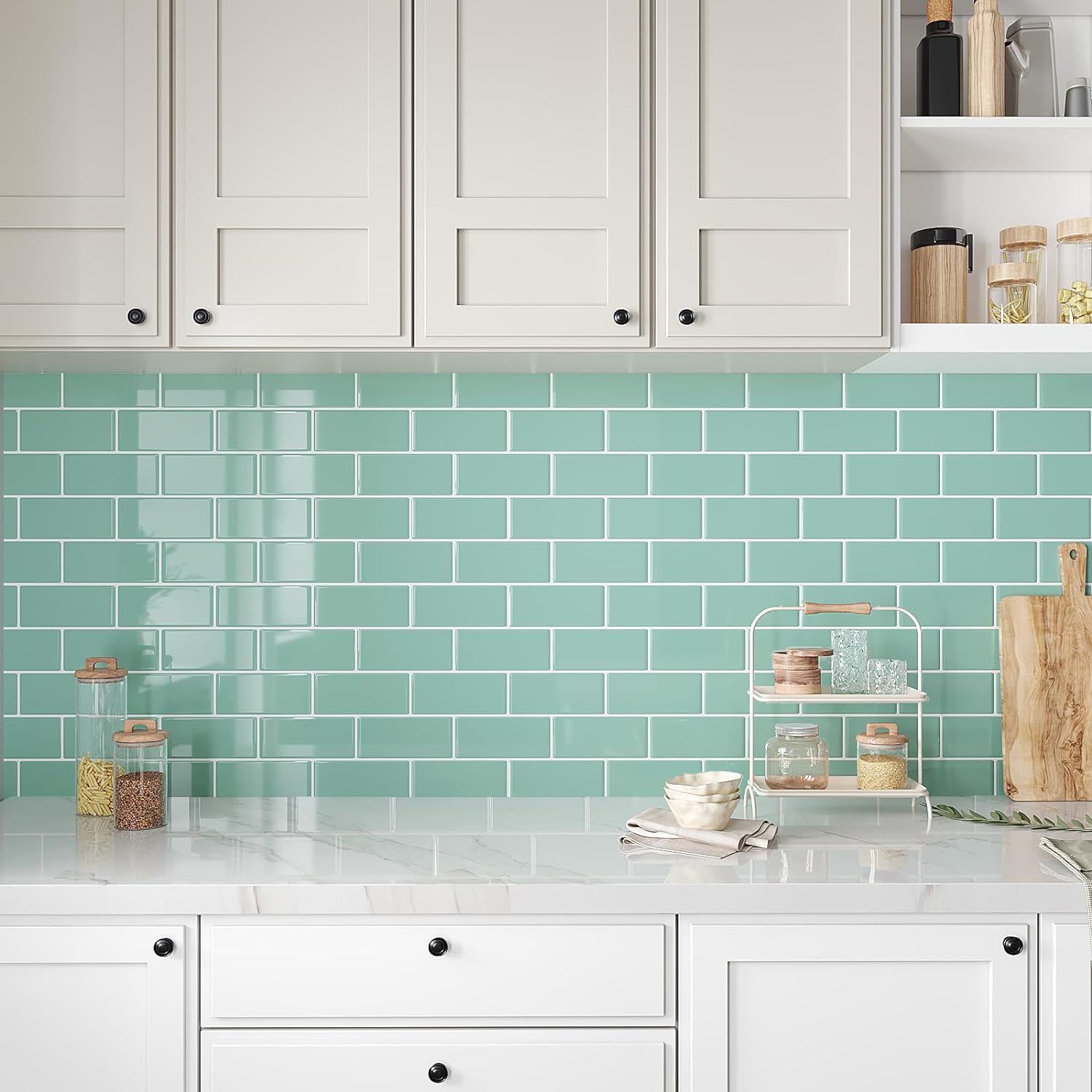 VEELIKE Aqua Green Subway Backsplash Tile – Veelike