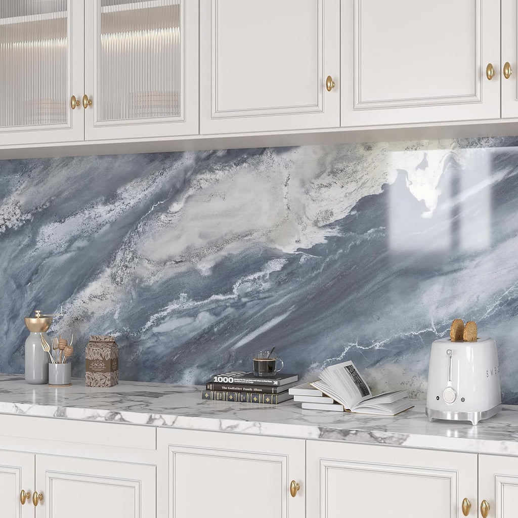 VEELIKE Glossy Slate Blue Marble Contact Paper – Veelike