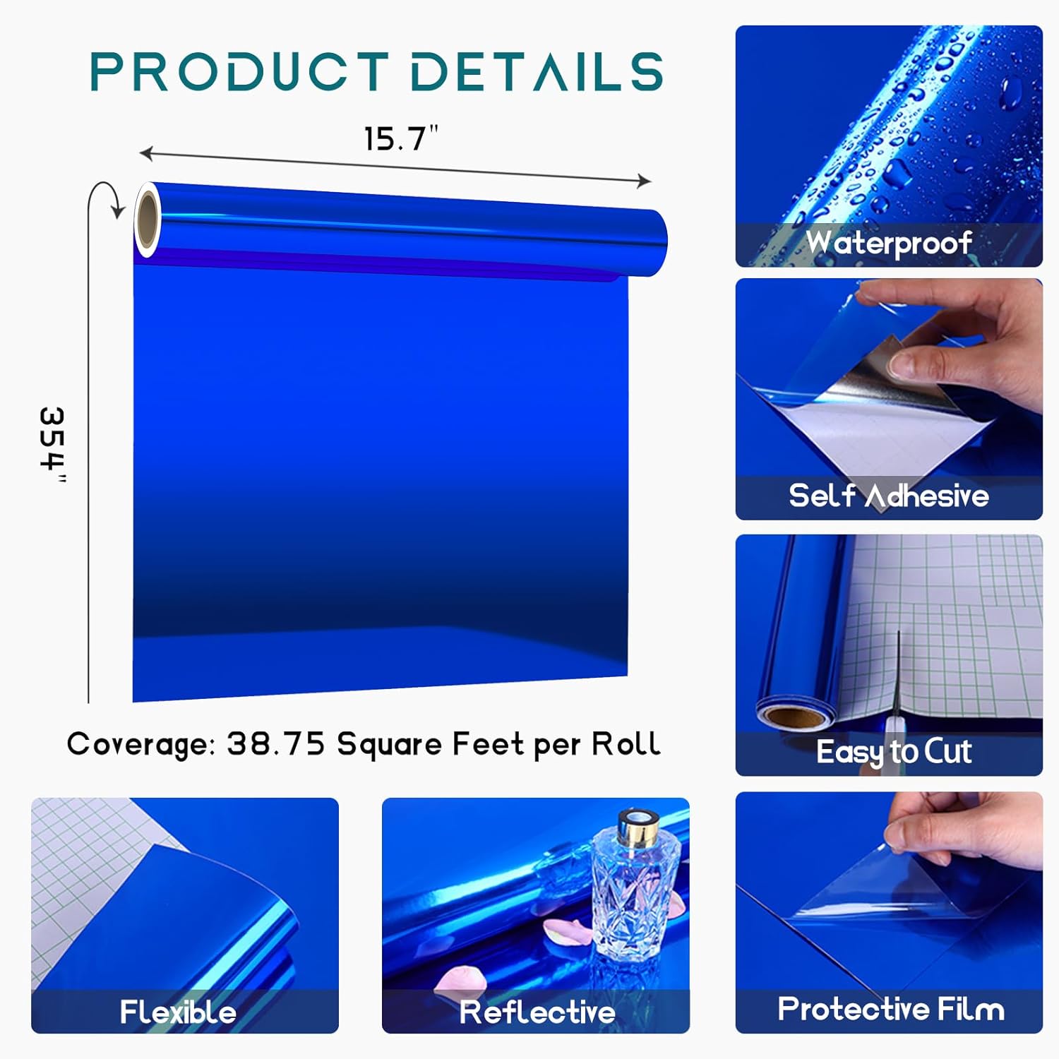 VEELIKE Self Adhesive Metallic Blue Mirror Vinyl – Veelike