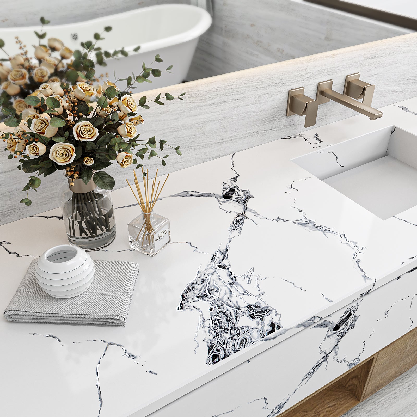 VEELIKE Glossy White Marble Contact Paper – Veelike