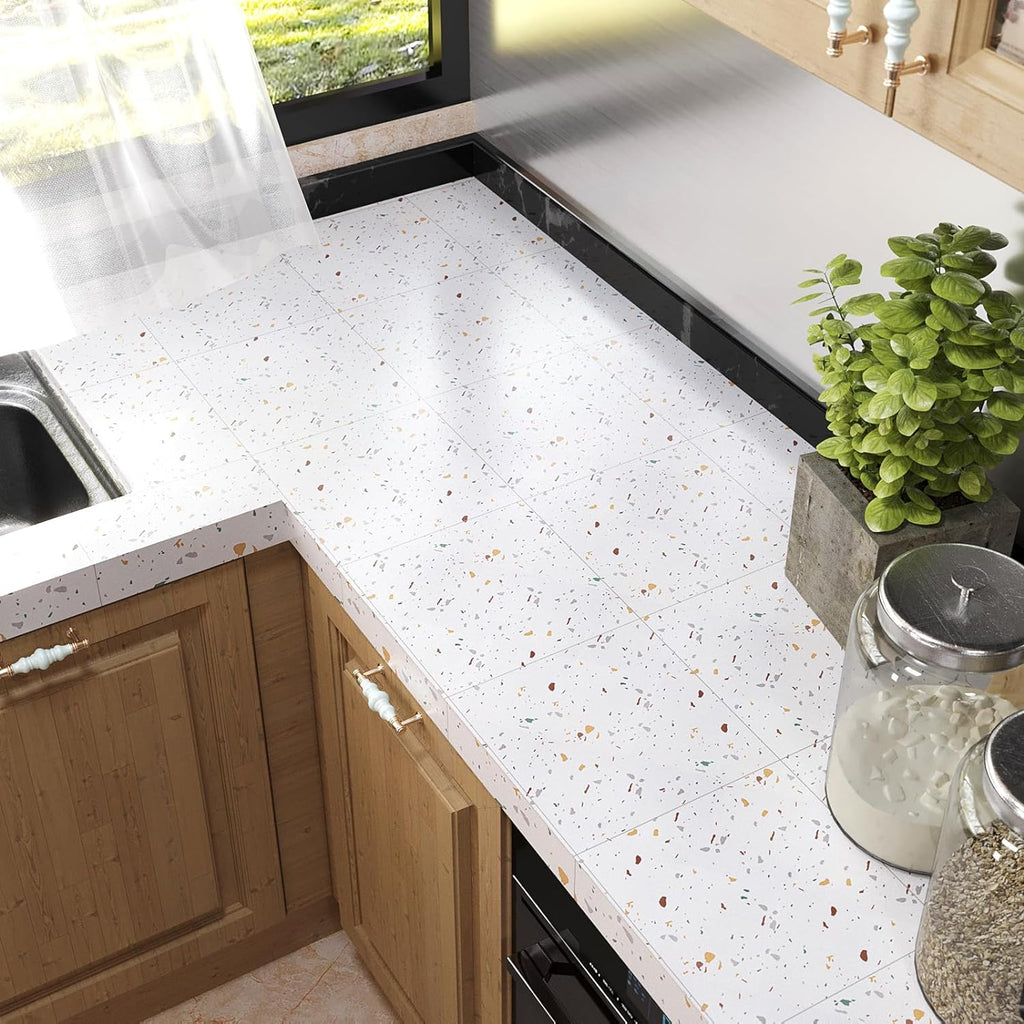 VEELIKE Terrazzo Look Vinyl Floor Tiles 12''×12'' – Veelike