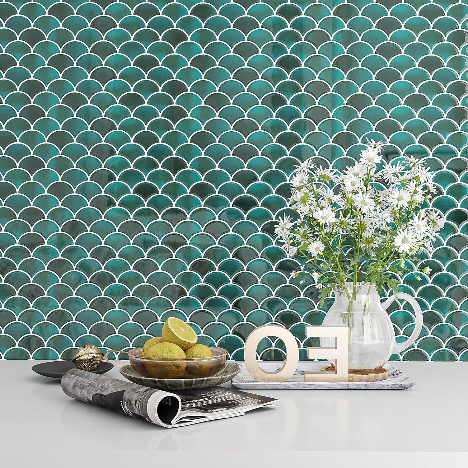VEELIKE Green Marble Fish Scale Backsplash Tile – Veelike
