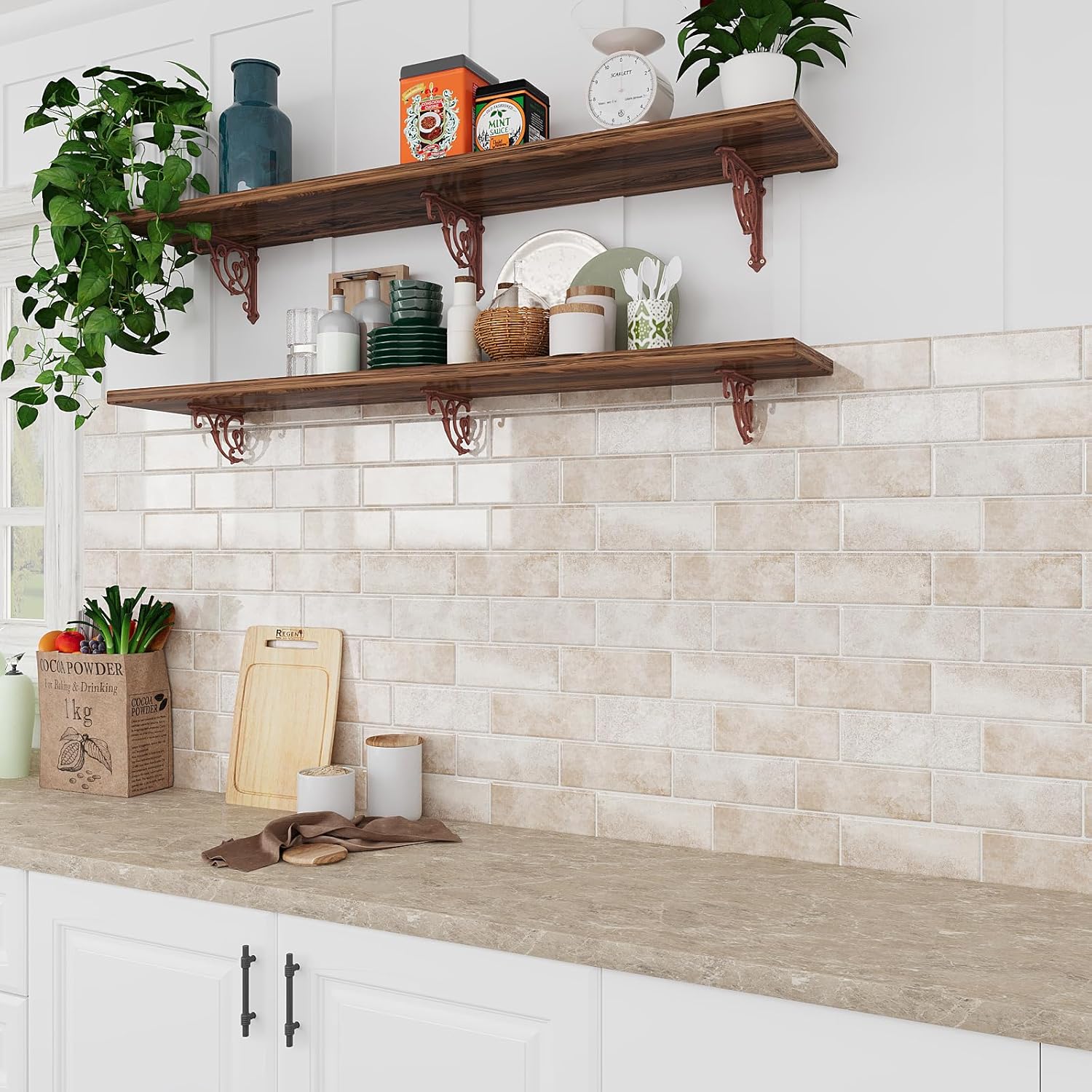 VEELIKE Beige Stone Subway Backsplash Tile – Veelike