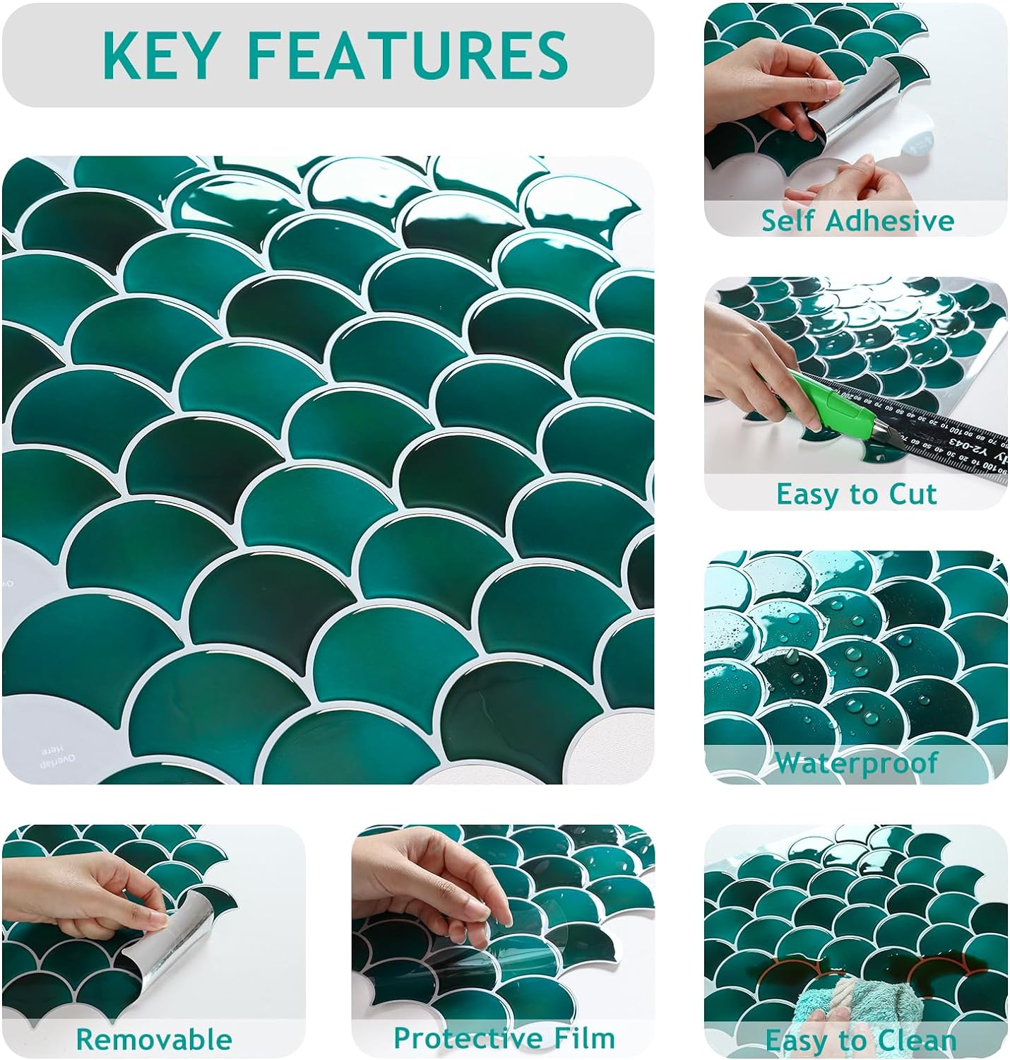 VEELIKE Green Marble Fish Scale Backsplash Tile – Veelike