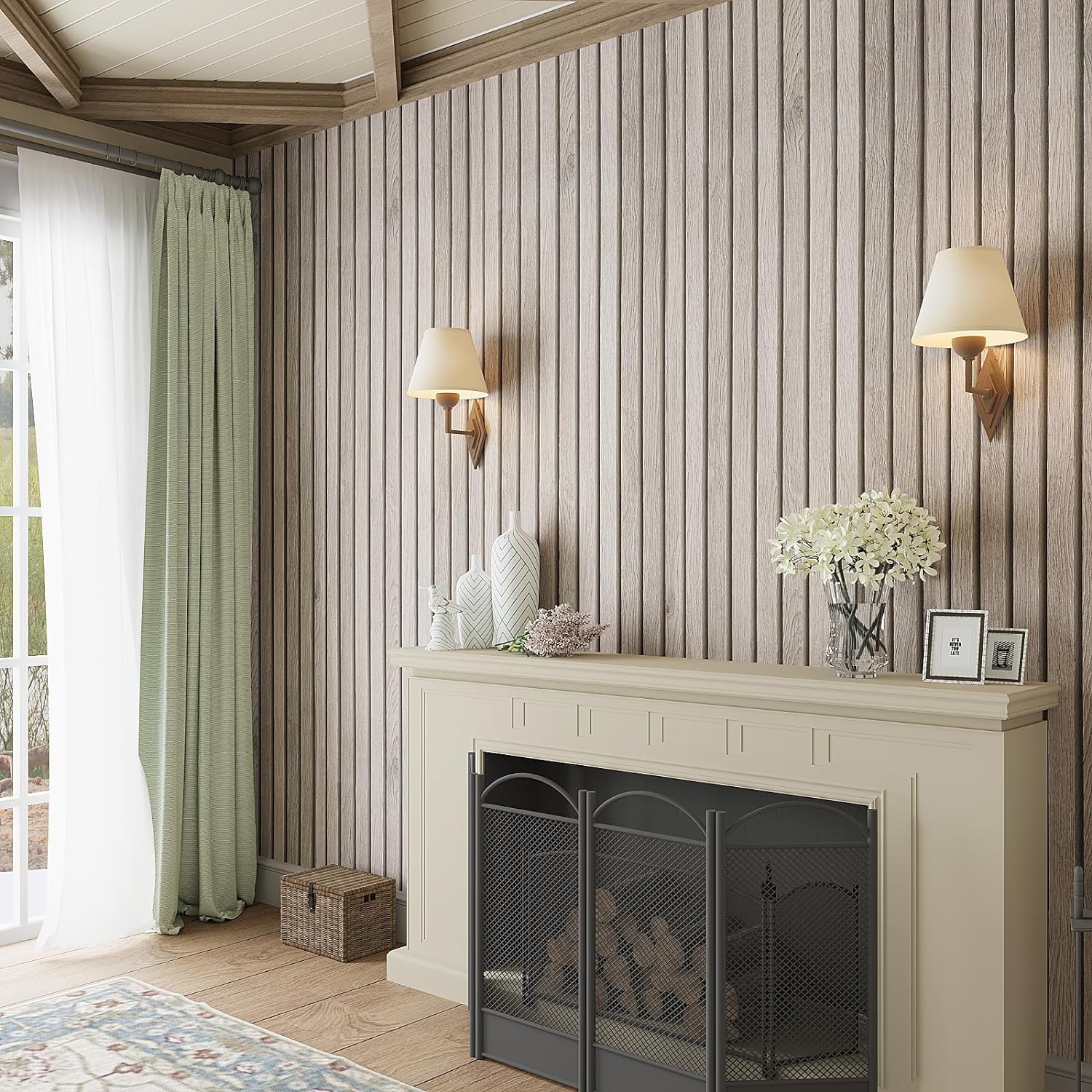 VEELIKE Grey Wood Slats Wallpaper – Veelike