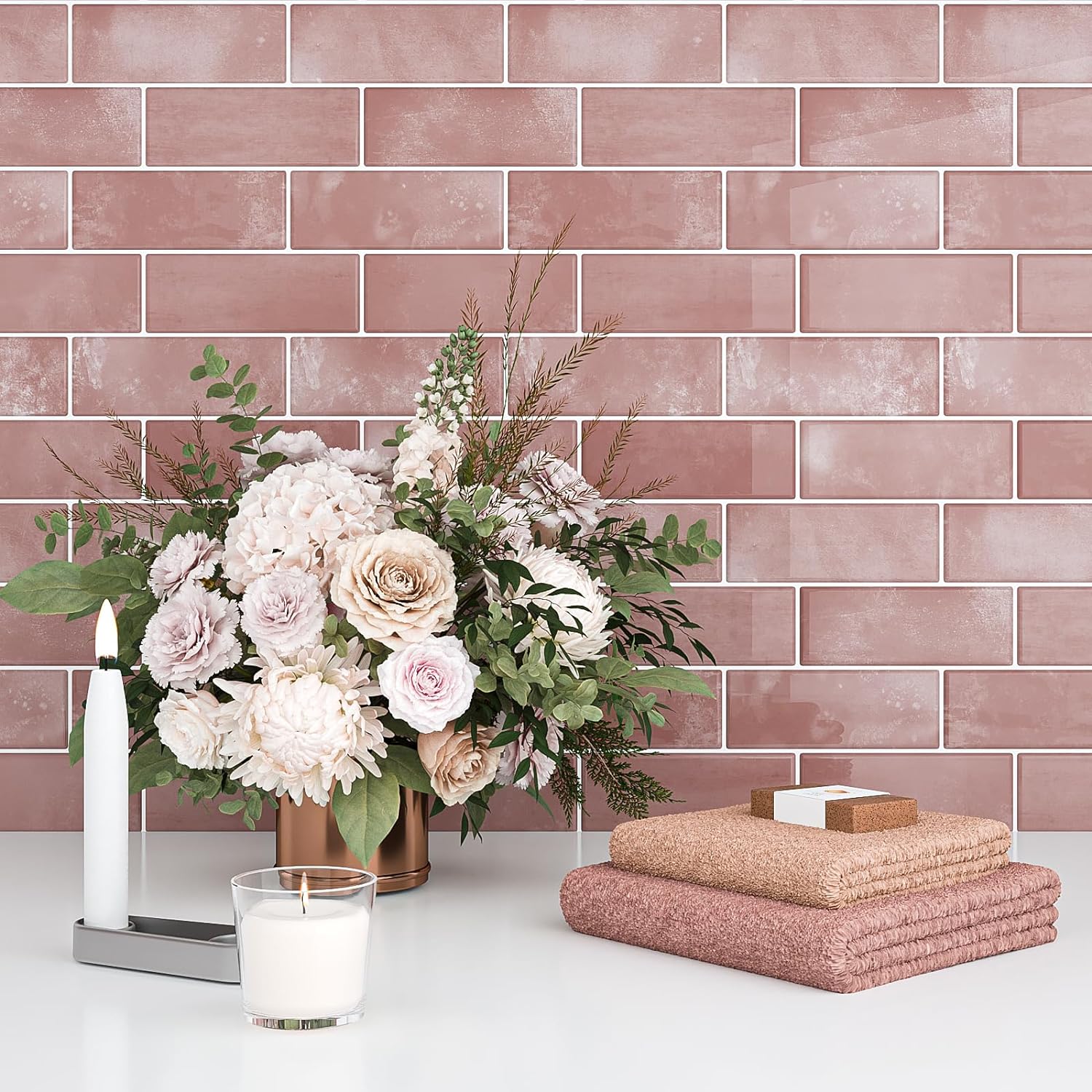 VEELIKE Pink Subway Peel and Stick Backsplash Tile – Veelike