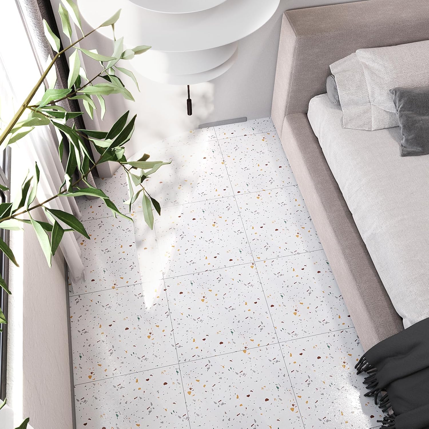 VEELIKE Terrazzo Look Vinyl Floor Tiles 12''×12'' – Veelike