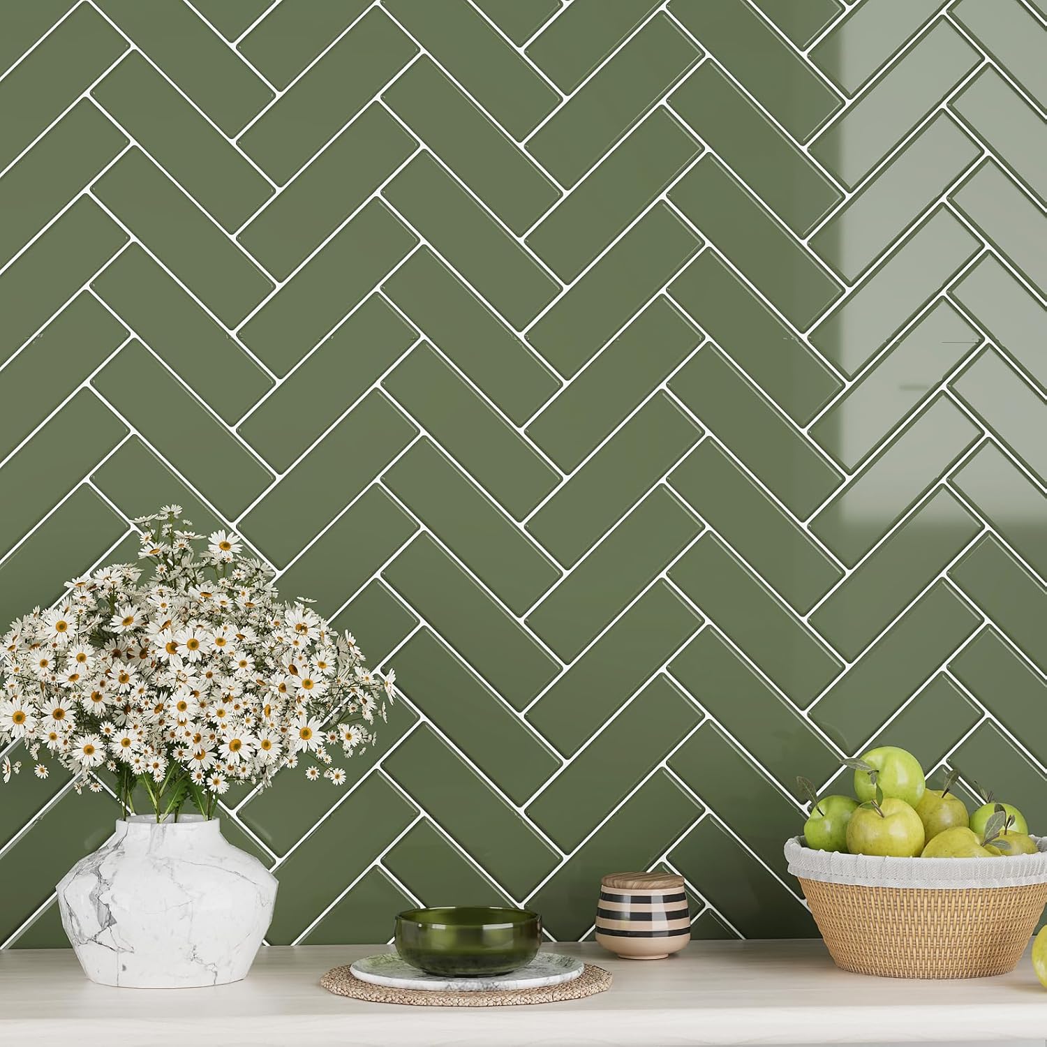 VEELIKE Olive Green Kitchen Backsplash Tiles – Veelike