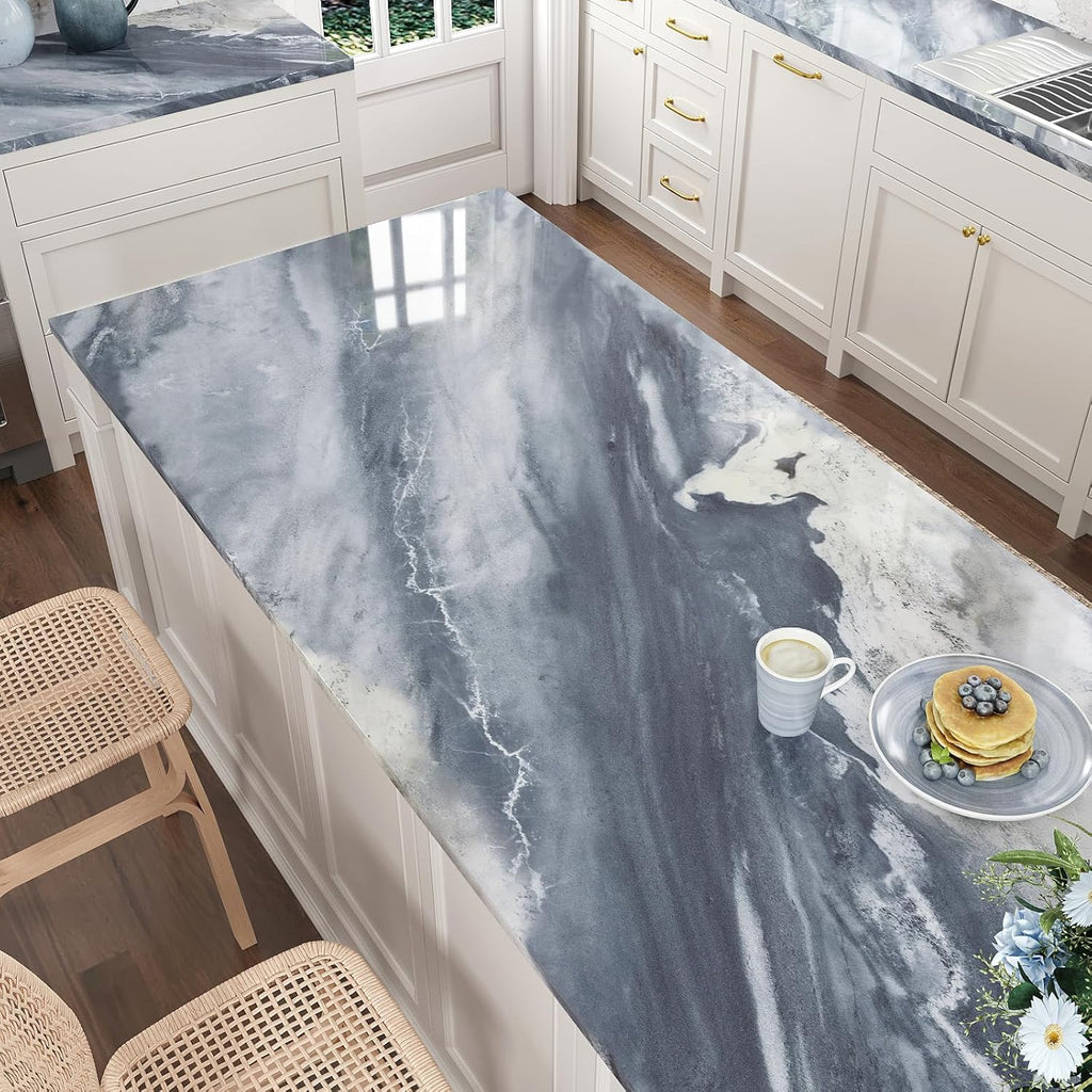 VEELIKE Glossy Slate Blue Marble Contact Paper – Veelike