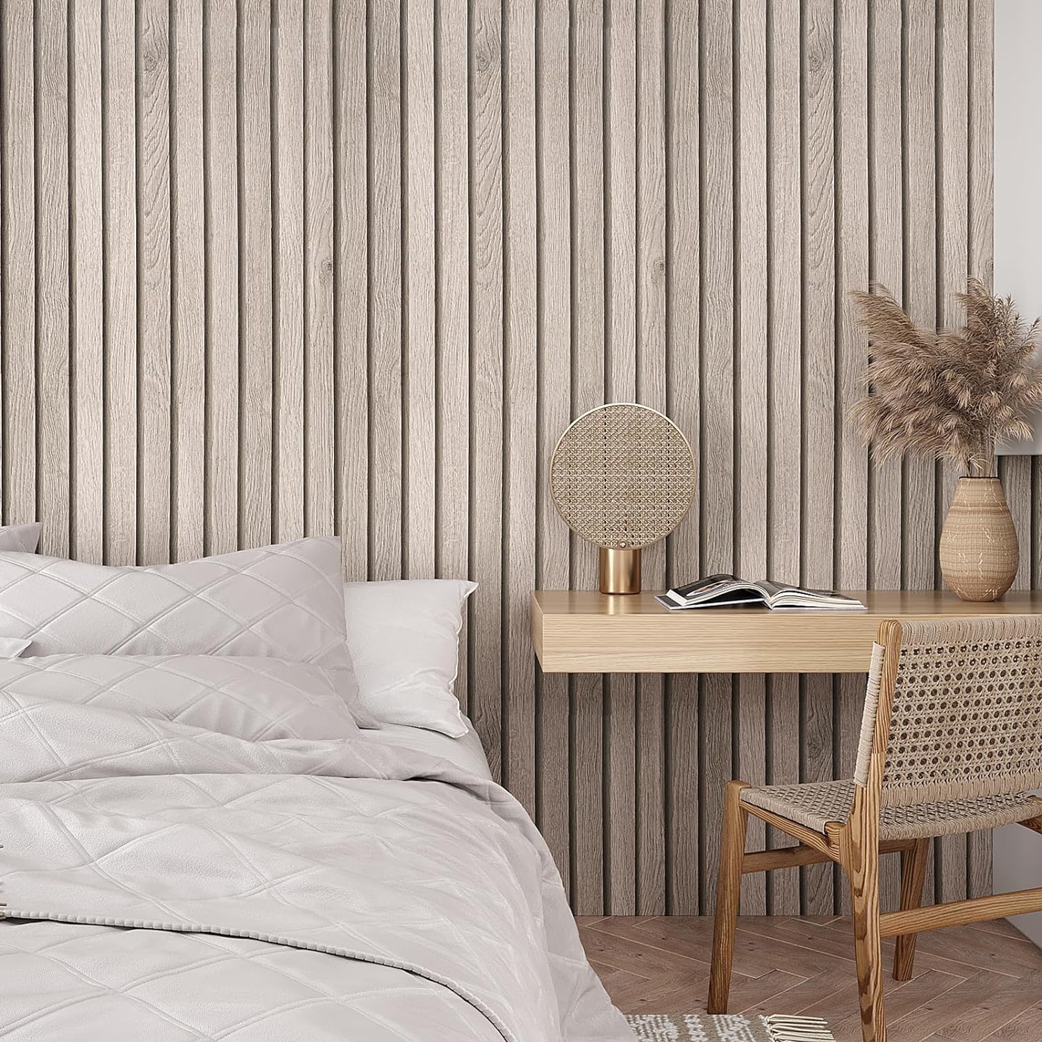 VEELIKE Grey Wood Slats Wallpaper – Veelike