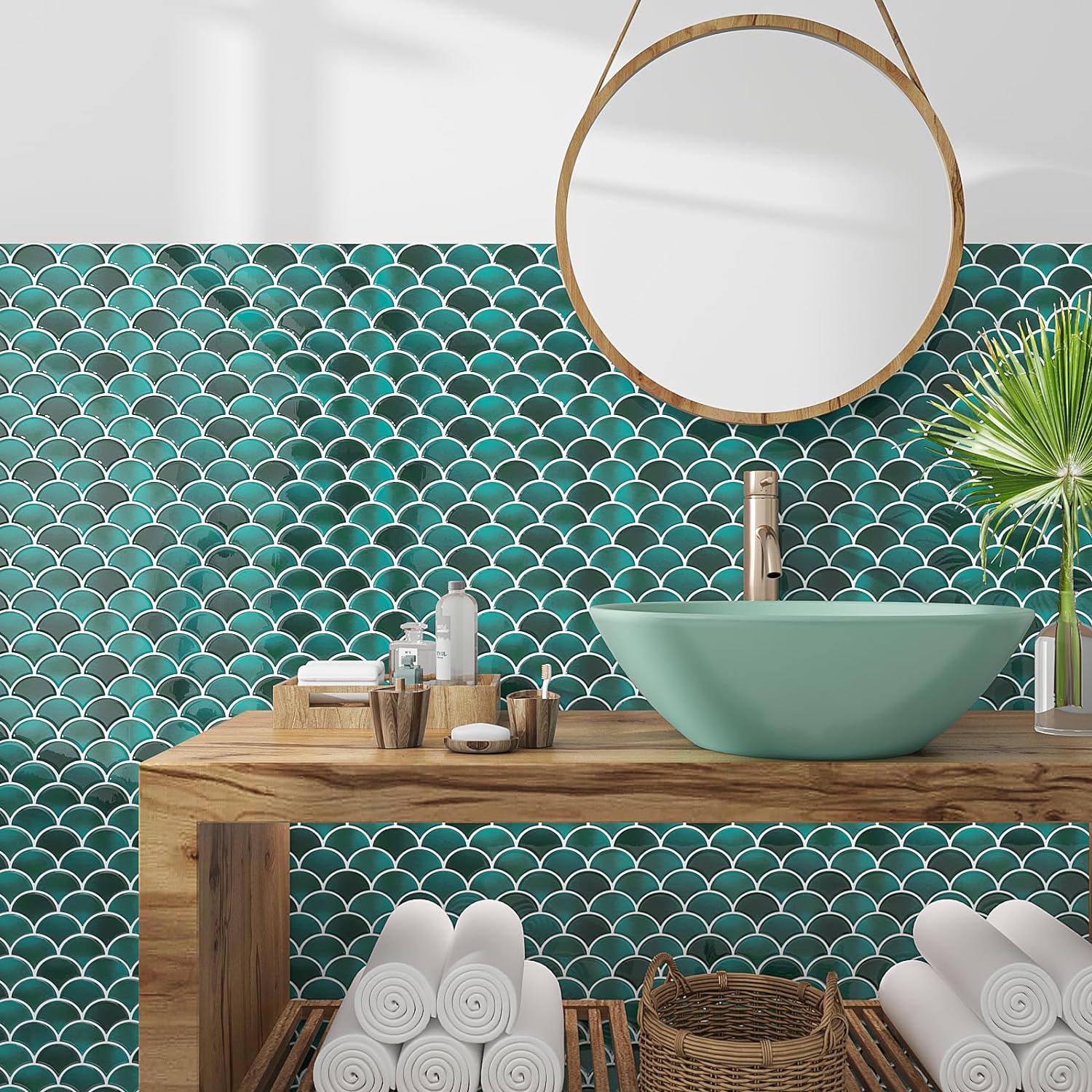 VEELIKE Green Marble Fish Scale Backsplash Tile – Veelike