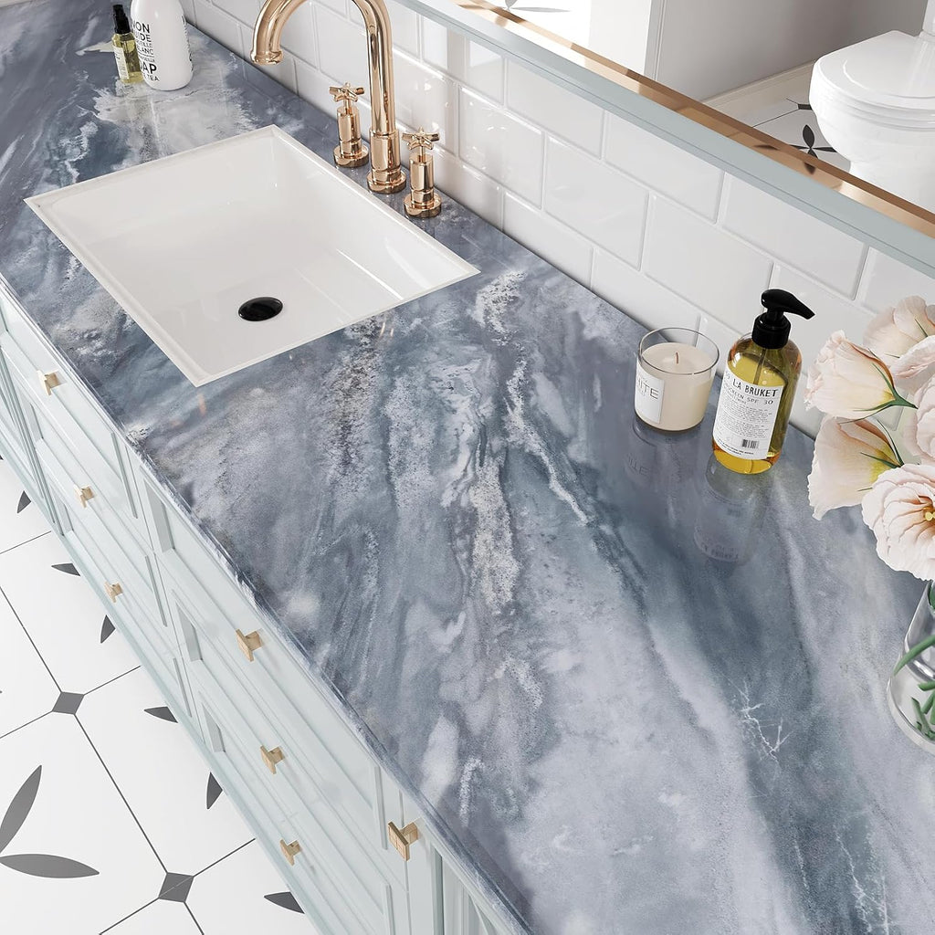 VEELIKE Glossy Slate Blue Marble Contact Paper – Veelike
