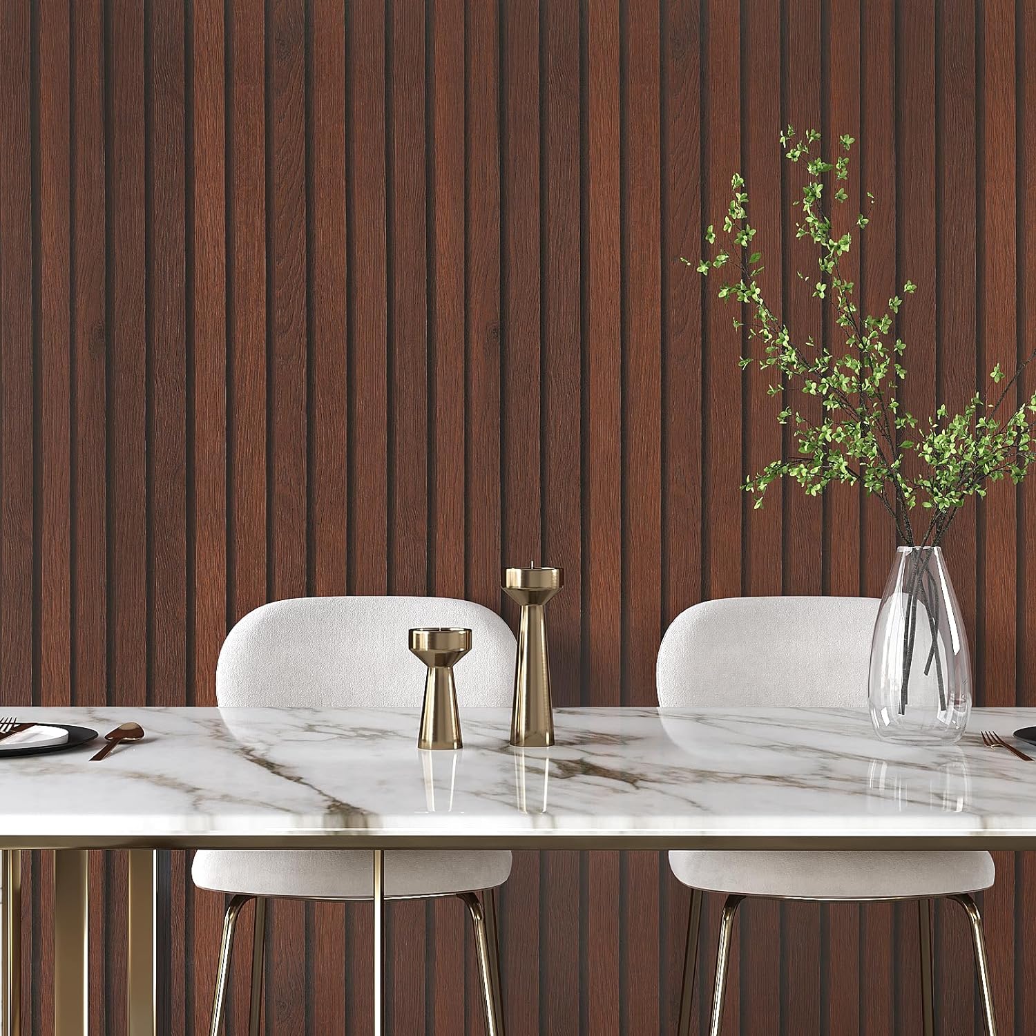 VEELIKE Walnut Wooden Slat Wallpaper – Veelike