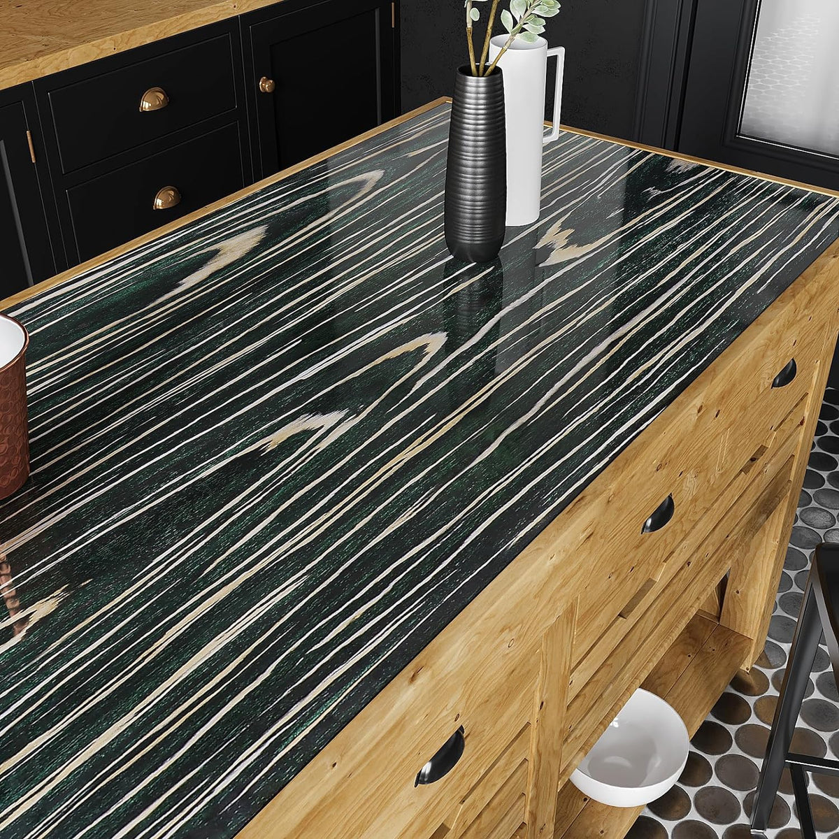 VEELIKE Glossy Green Gold Wood Contact Paper – Veelike