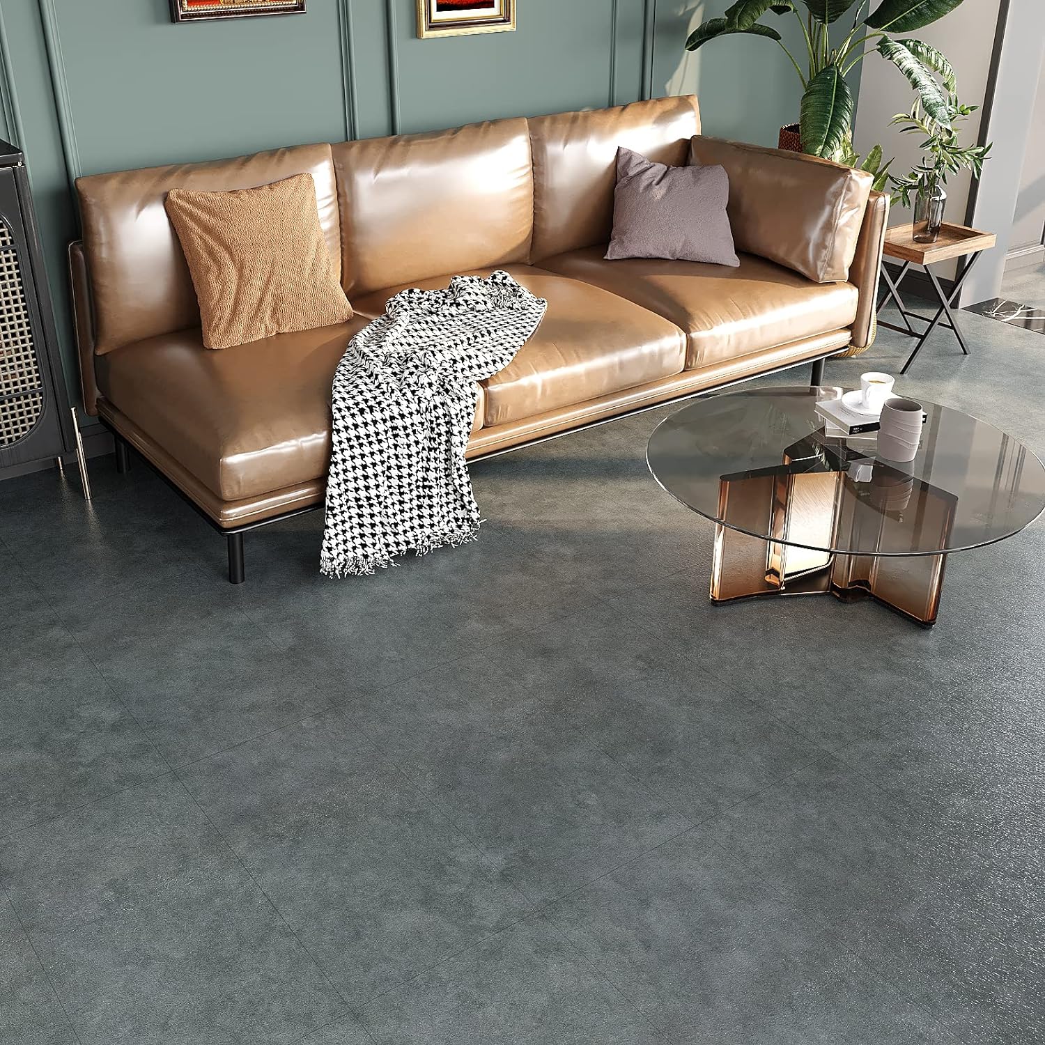 VEELIKE Grey Marble Peel and Stick Vinyl Floor Tile 12''×24'' – Veelike