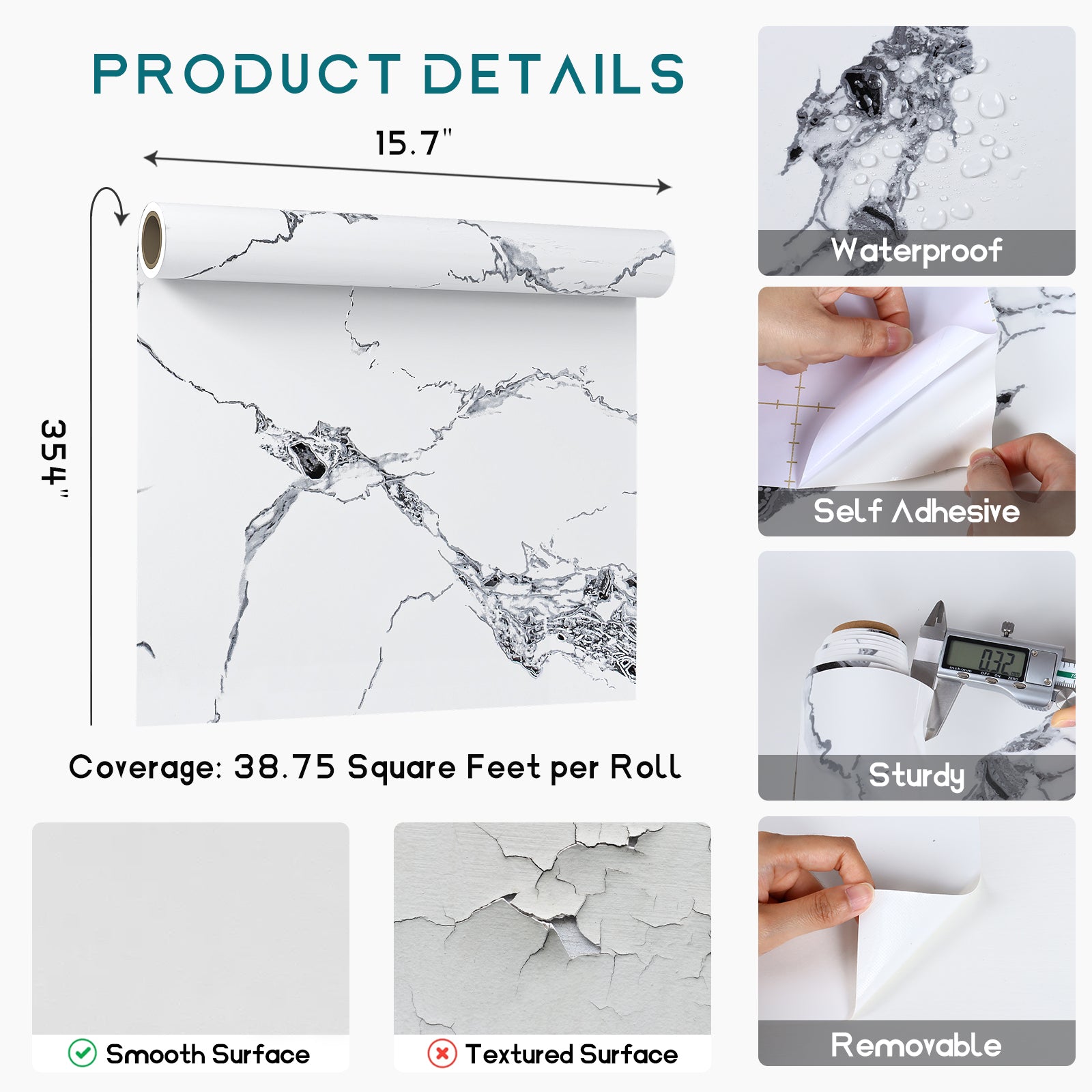 VEELIKE Glossy White Marble Contact Paper – Veelike