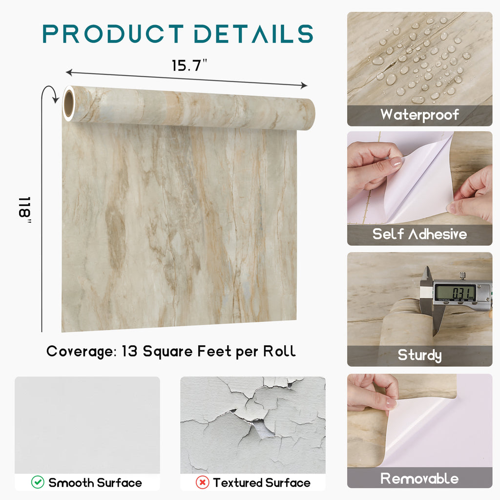 VEELIKE Slate Beige Marble Contact Paper – Veelike