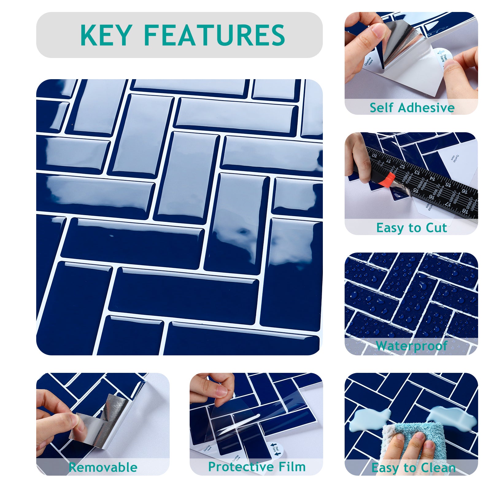 VEELIKE Royal Blue Kitchen Backsplash Tiles – Veelike