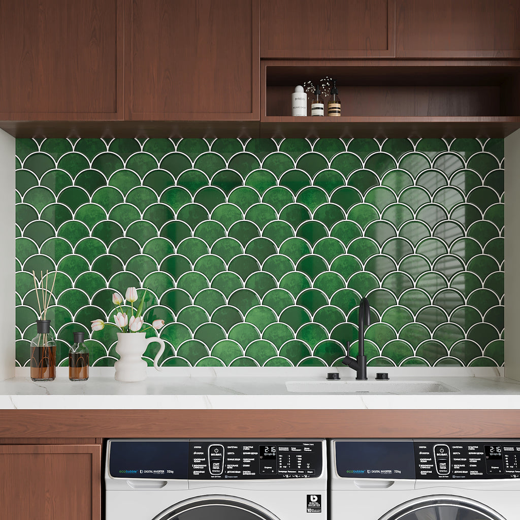 VEELIKE Emerald Green Marble Fish Scale Backsplash Tile – Veelike
