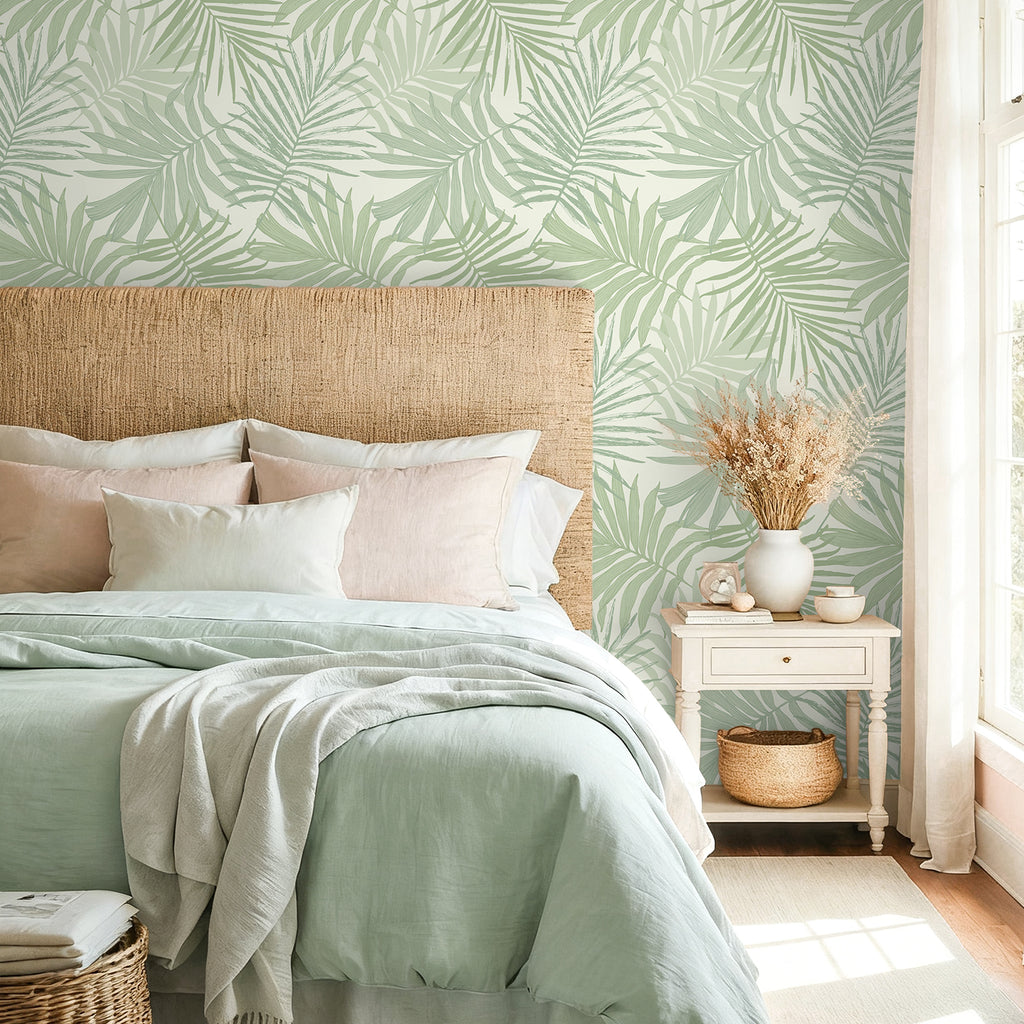 VEELIKE Green Tropical Palm Leaf Wallpaper – Veelike