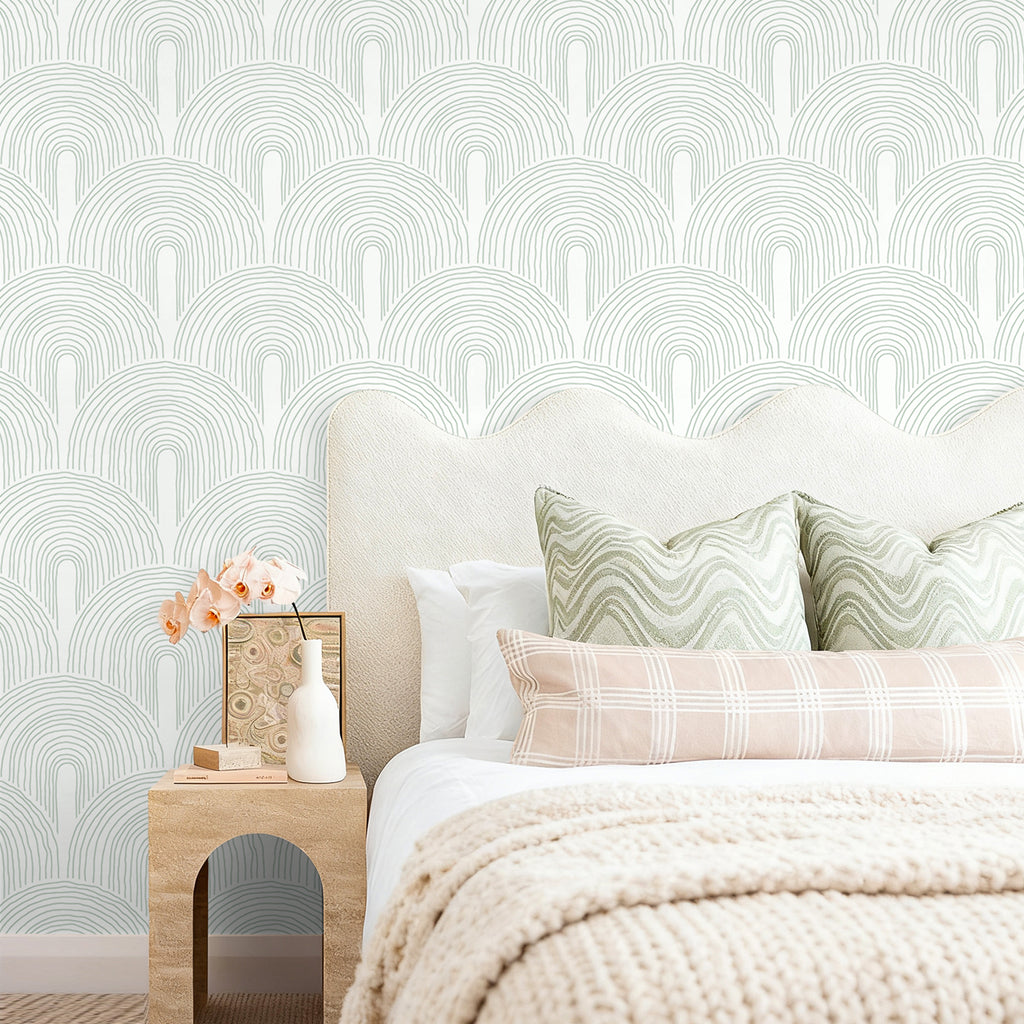 VEELIKE Green Minimalist Art Deco Geometric Wallpaper – Veelike