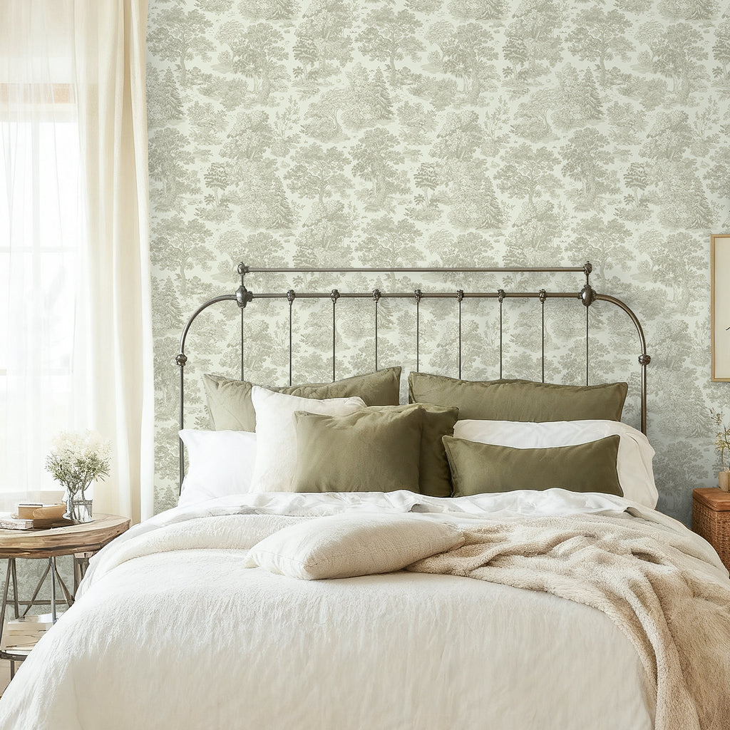 VEELIKE Vintage Chinoiserie Forest Beige Toile Wallpaper – Veelike