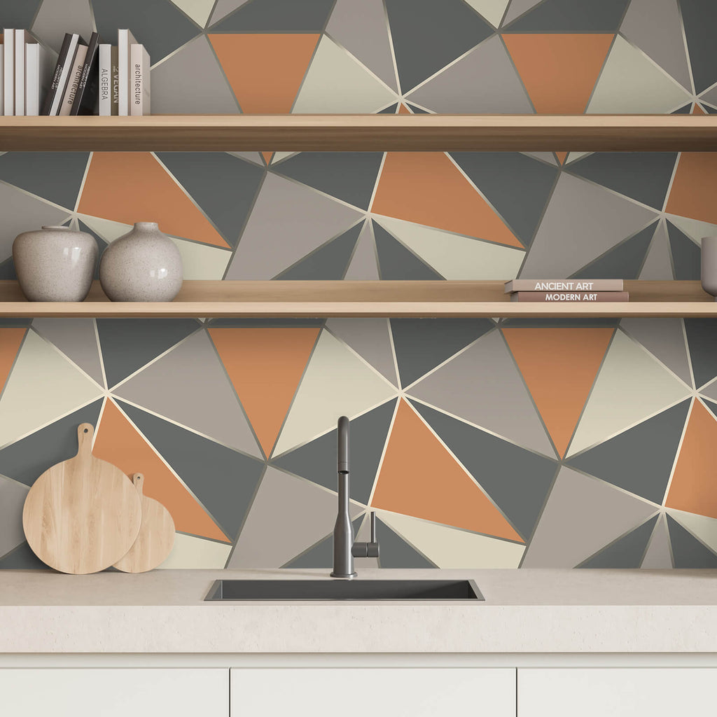 VEELIKE Grey Apex Geometric Wallpaper – Veelike