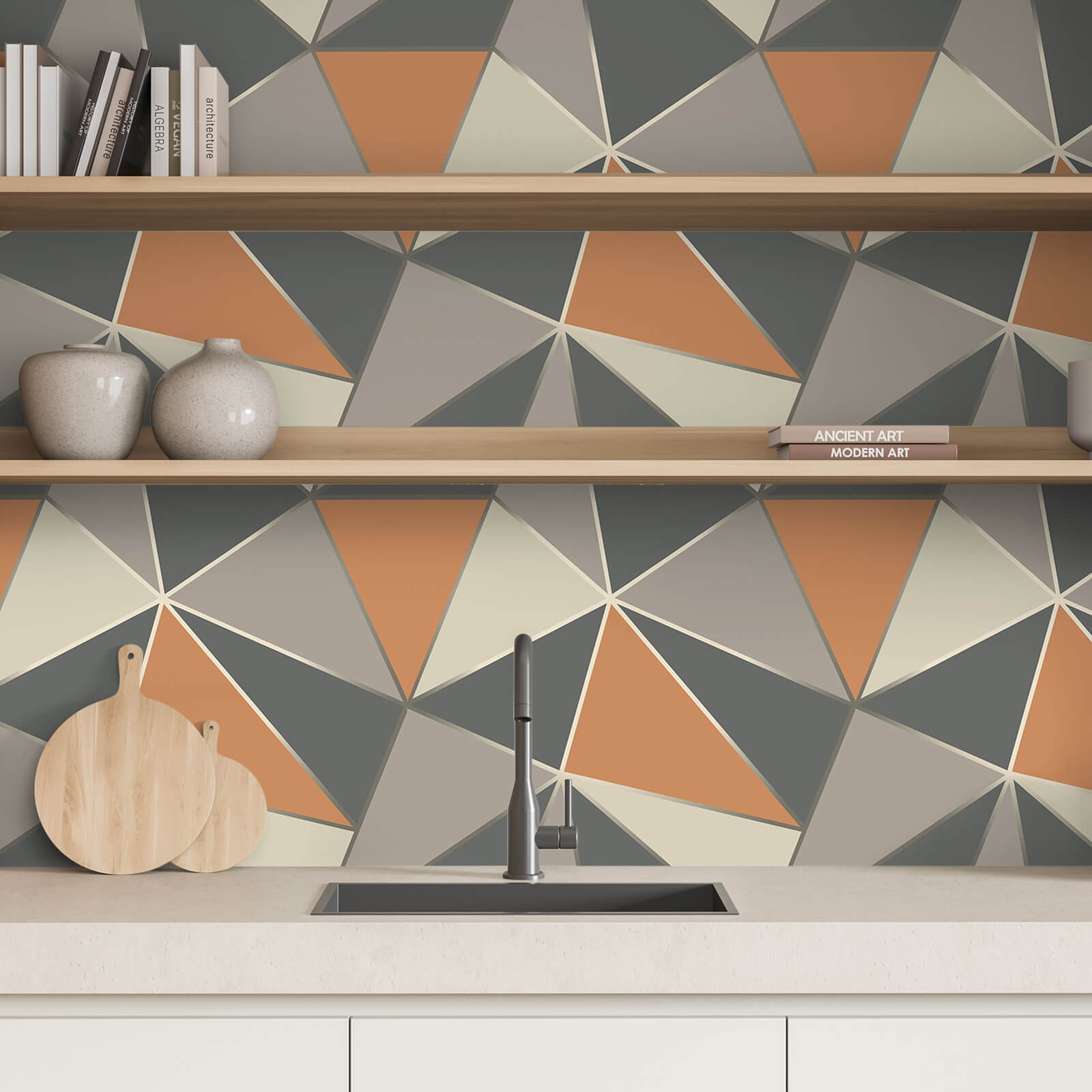 VEELIKE Grey Apex Geometric Wallpaper – Veelike