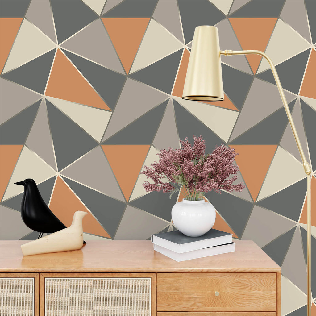 VEELIKE Grey Apex Geometric Wallpaper – Veelike