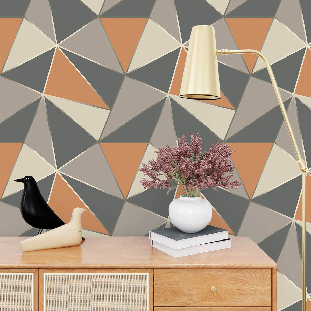 VEELIKE Grey Apex Geometric Wallpaper – Veelike