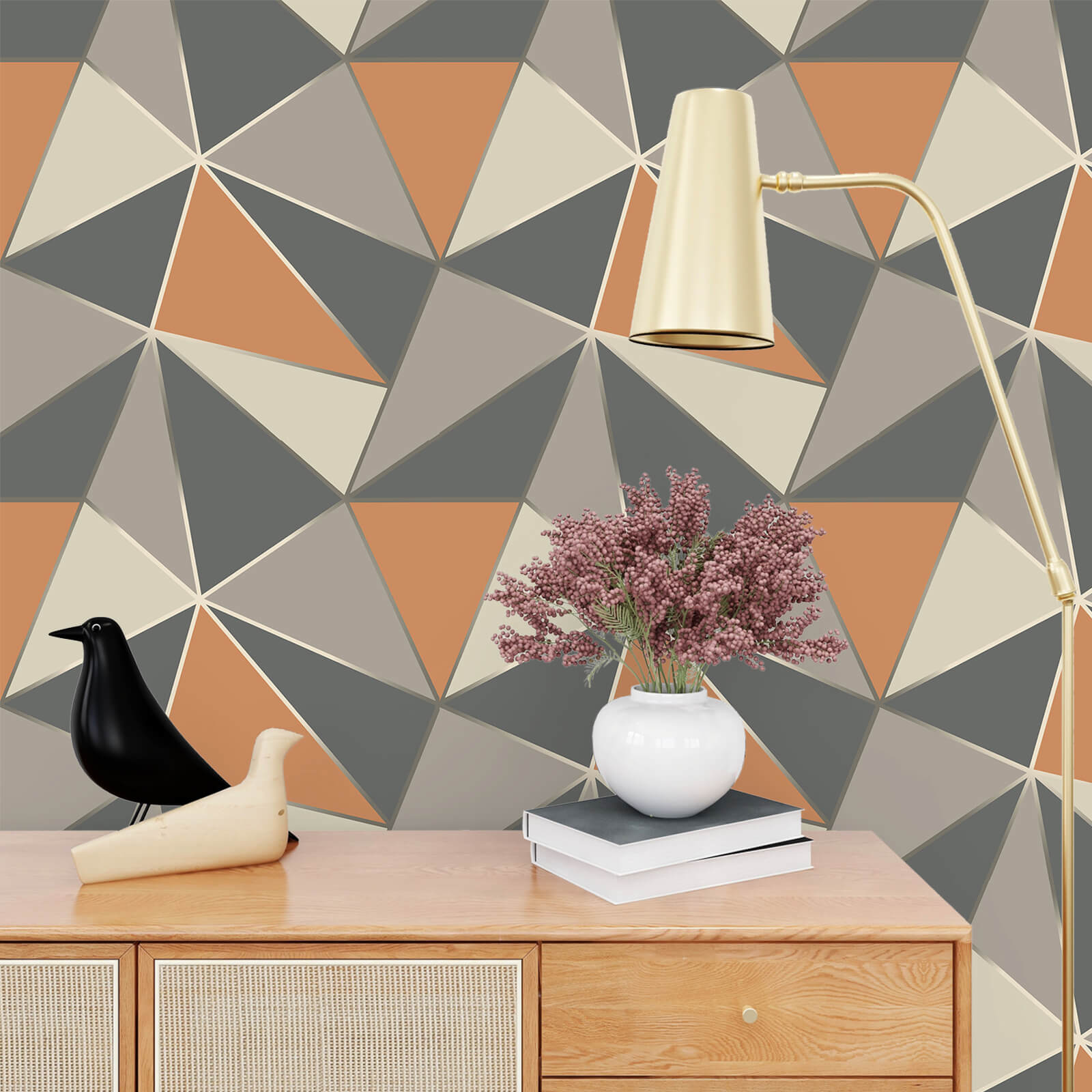 VEELIKE Grey Apex Geometric Wallpaper – Veelike