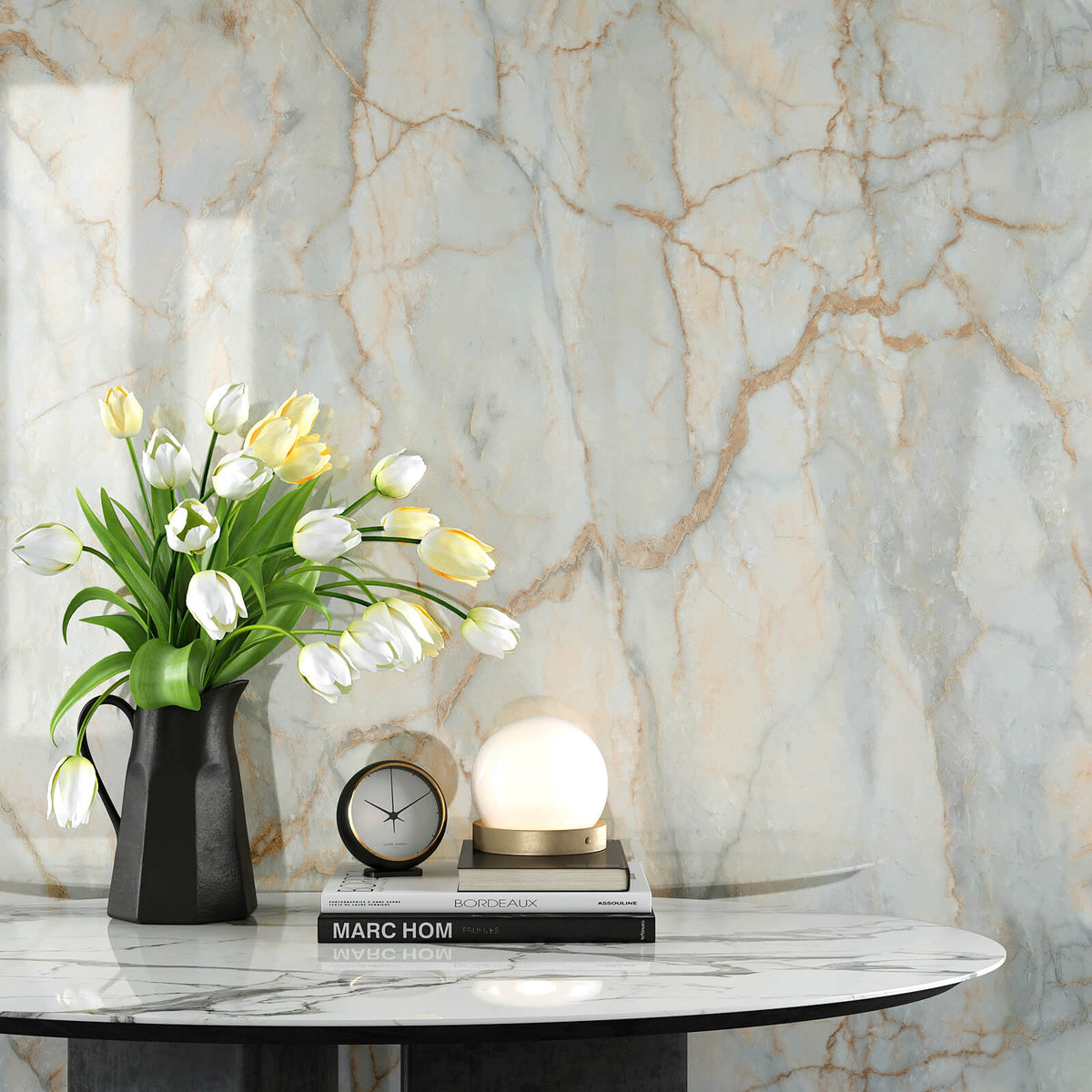 VEELIKE Glossy Blue Gold Marble Contact Paper – Veelike