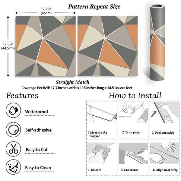 VEELIKE Grey Apex Geometric Wallpaper – Veelike