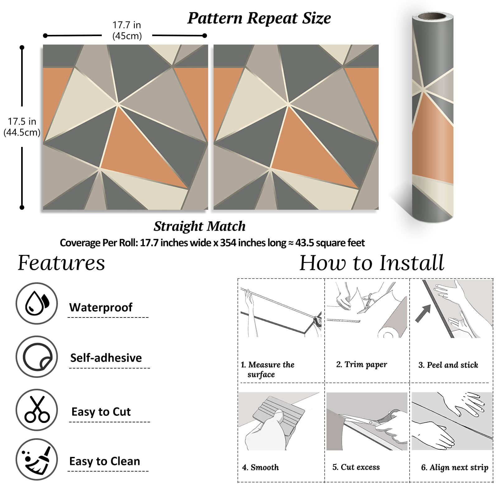 VEELIKE Grey Apex Geometric Wallpaper – Veelike