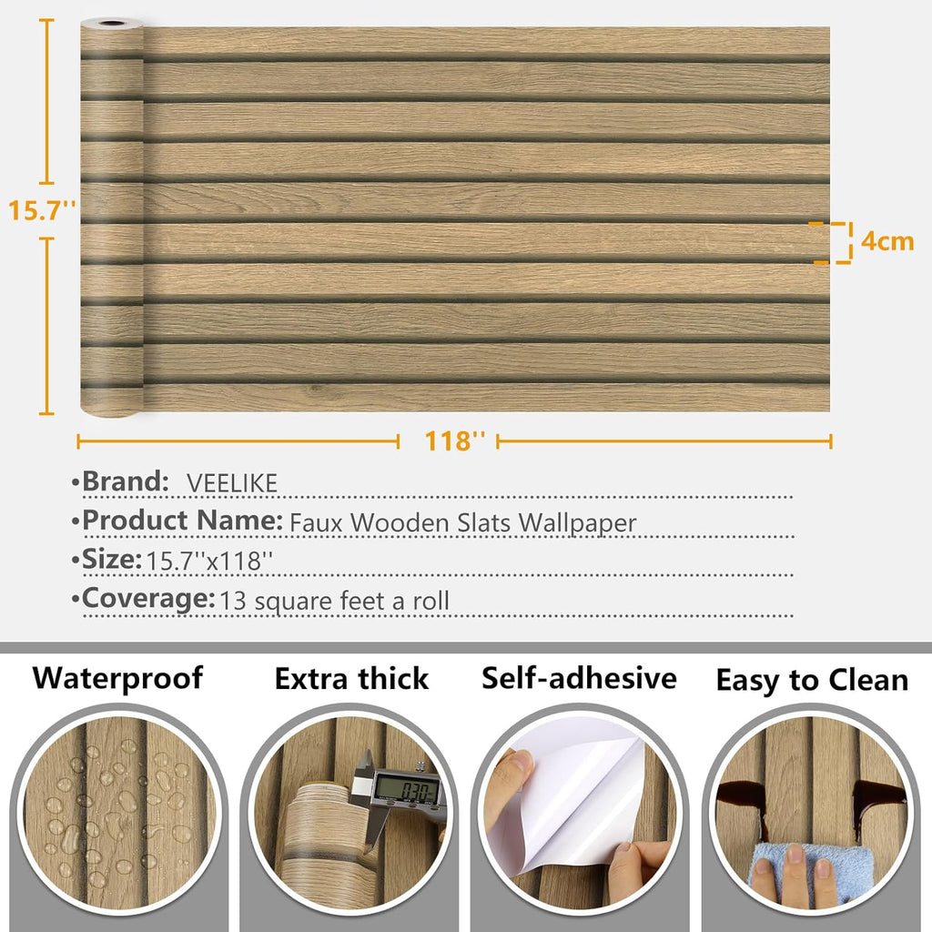 VEELIKE Slat Wood Contact Paper – Veelike