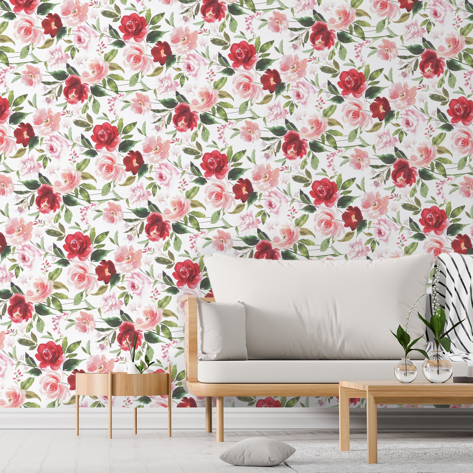 Veelike Pink Red Rose Floral Wallpaper Veelike