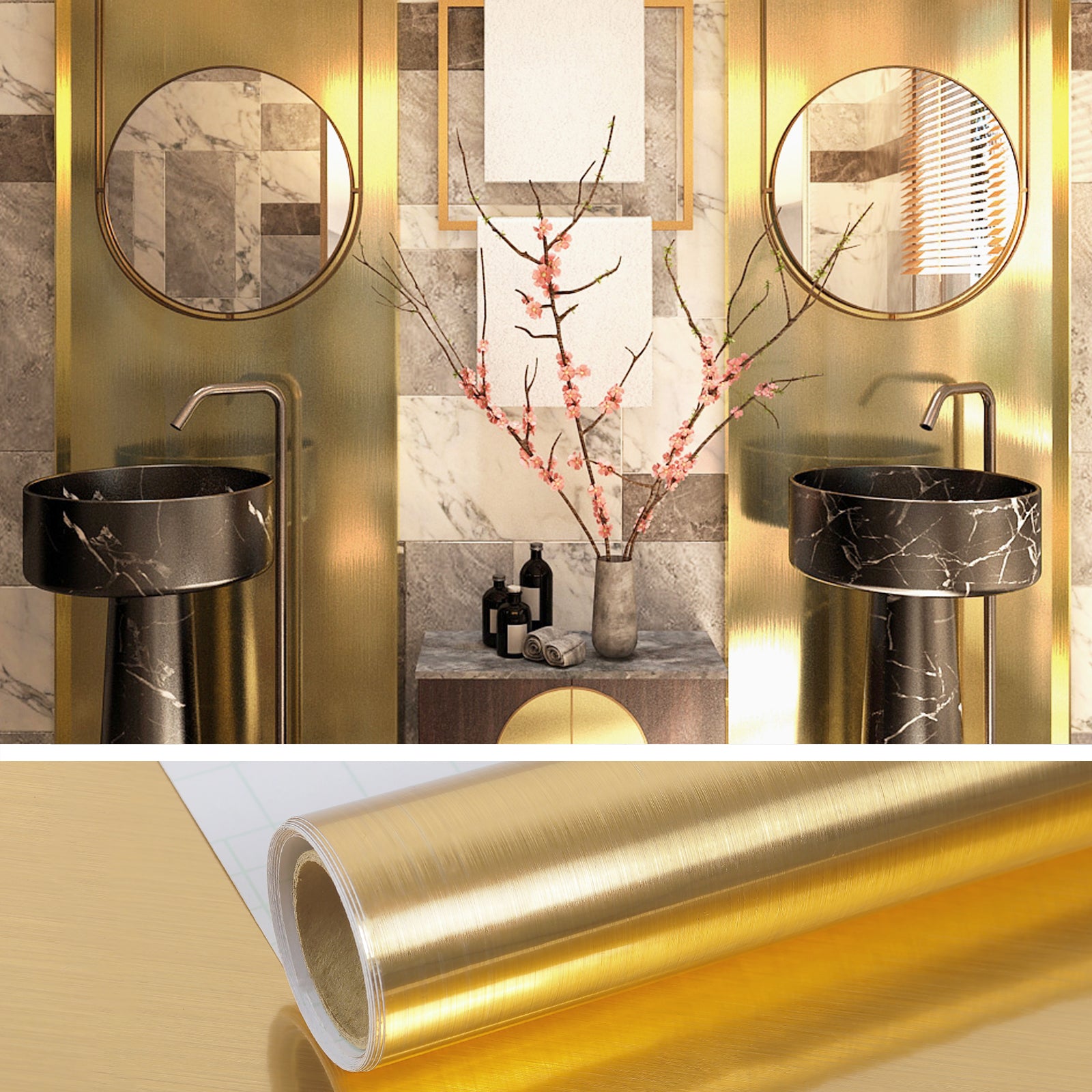 VEELIKE Metallic Gold Stainless Steel Contact Paper – Veelike