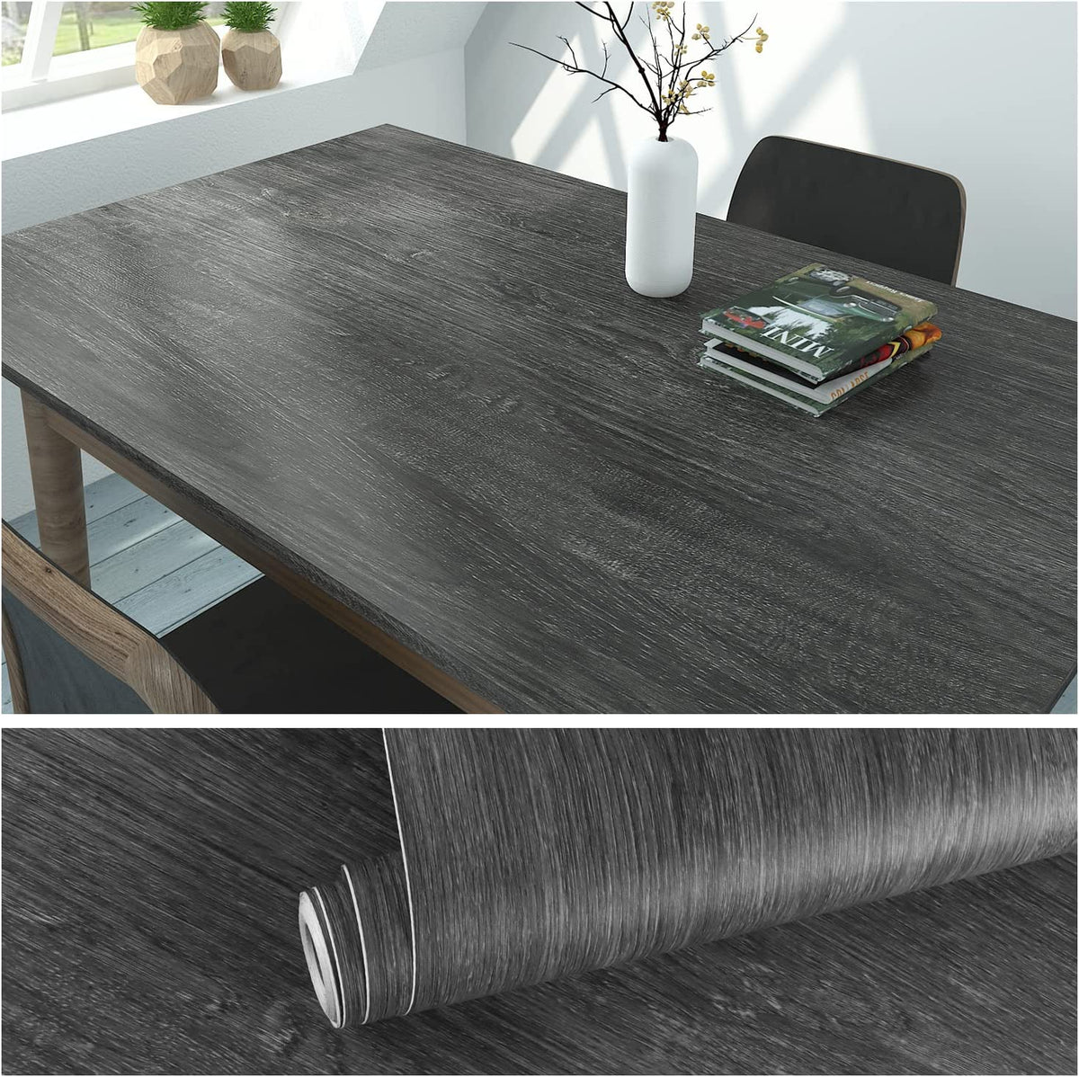 VEELIKE Grey Wood Grain Contact Paper – Veelike