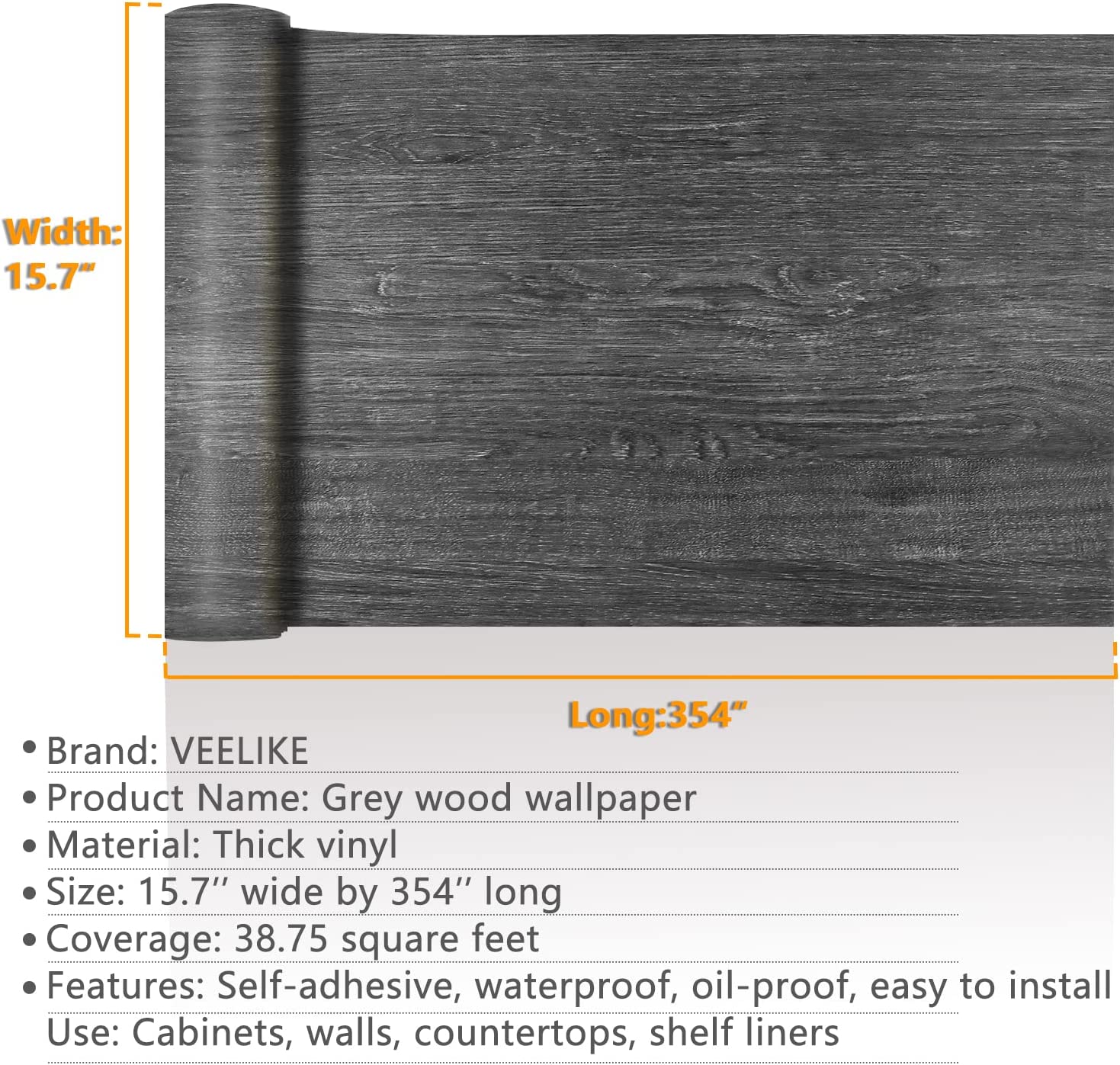 VEELIKE Grey Wood Grain Contact Paper – Veelike