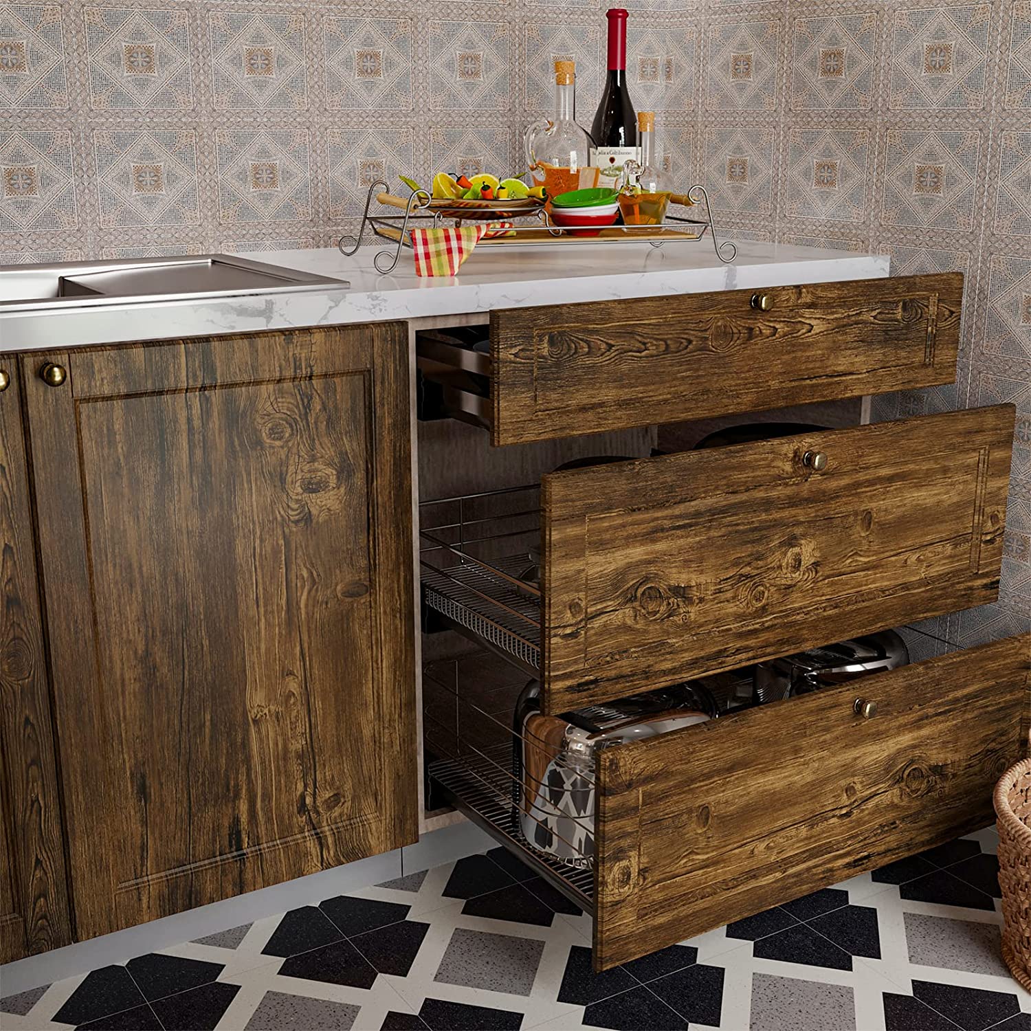 VEELIKE Rustic Brown Wood Grain Contact Paper – Veelike