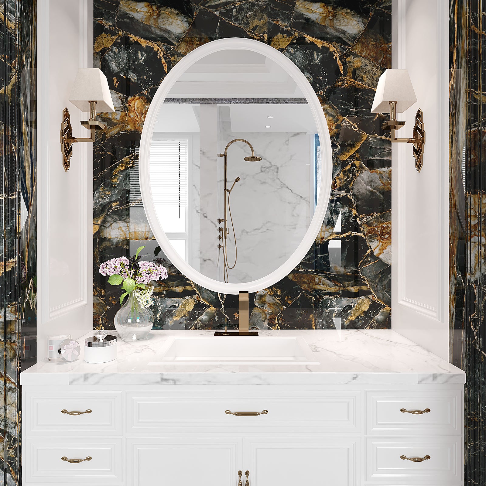 VEELIKE Glossy Slate Gold Marble Countertop Contact Paper – Veelike